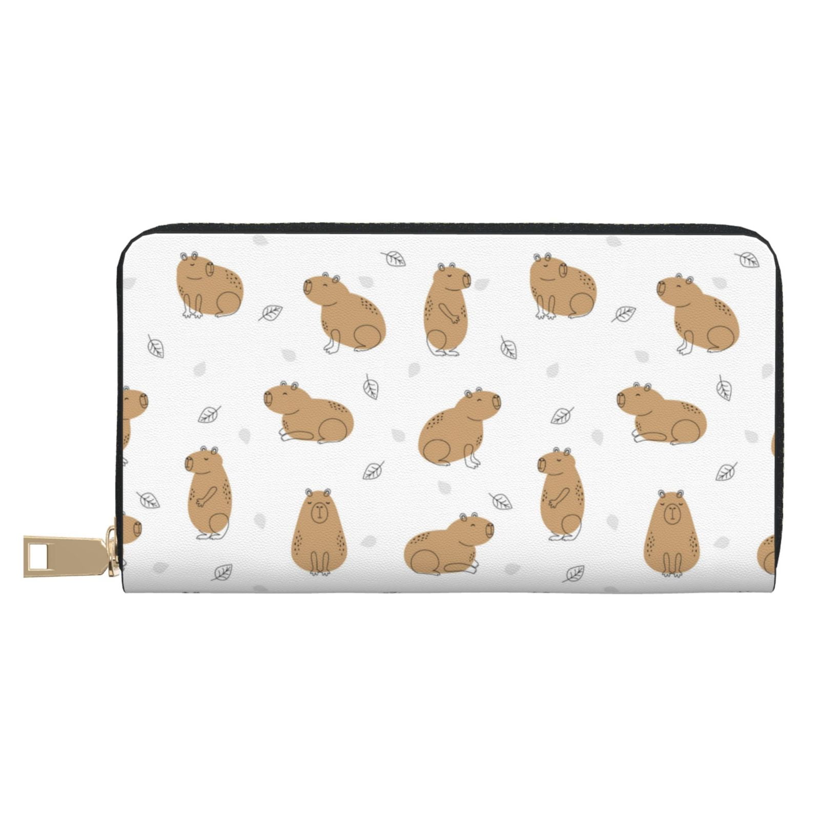 Wallets for Men With Money Clip, Capybaras White Mens Wallet With ...