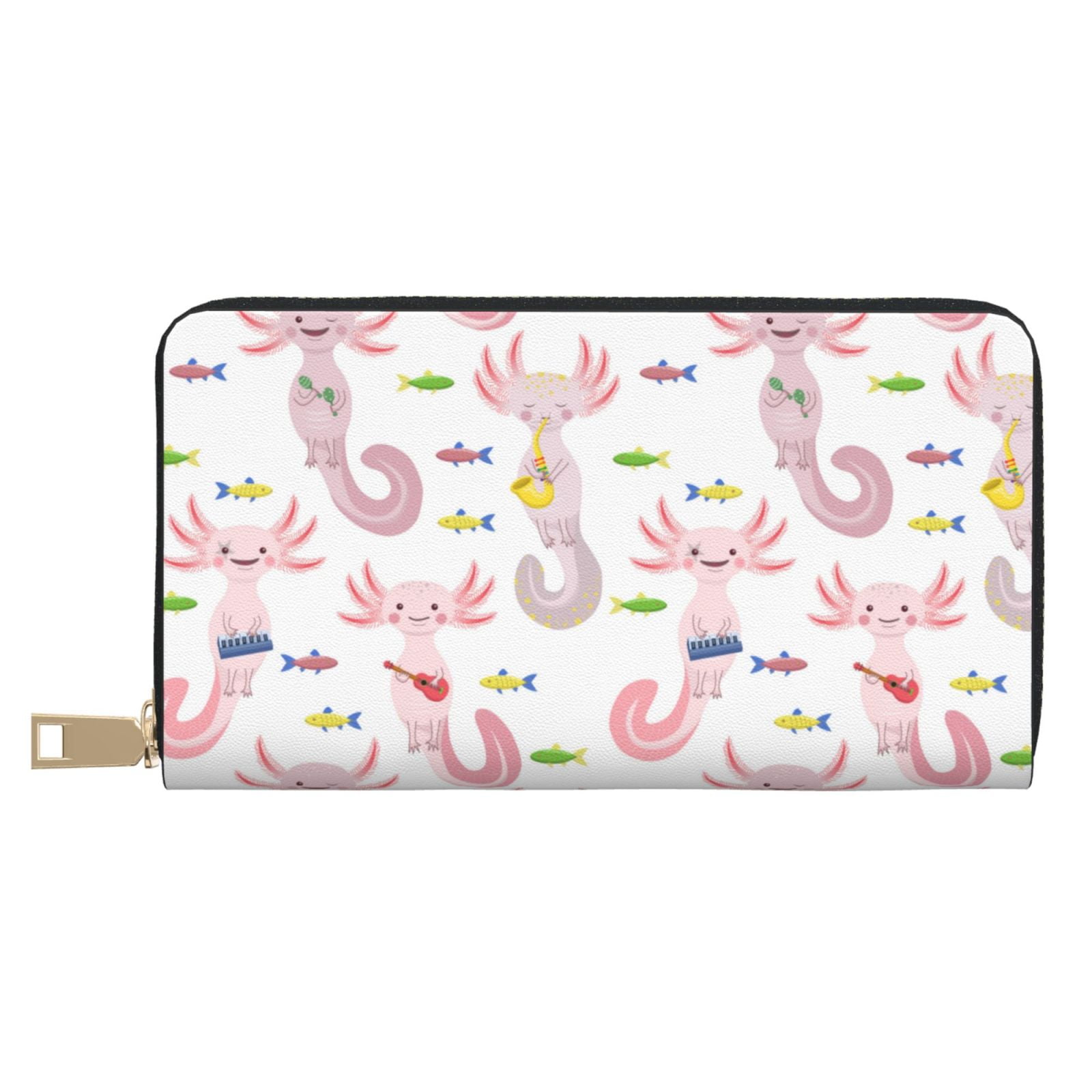 Wallets for Men With Money Clip, Cartoon axolotls play musical cute ...