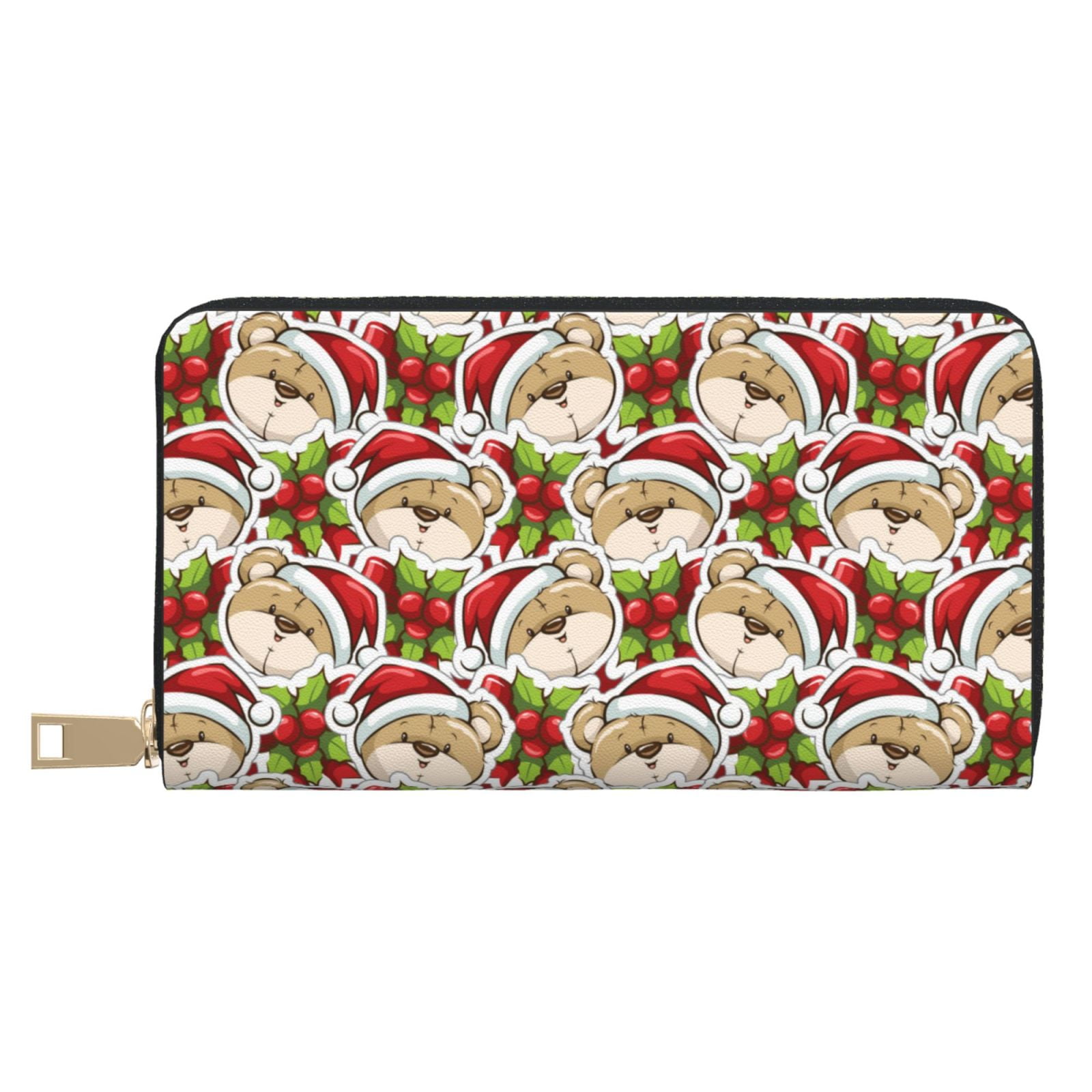 Wallets for Men With Money Clip, Christmas Hat bear Mens Wallet With ...