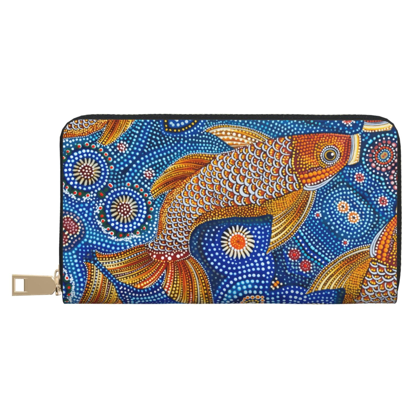 Wallets for Men With Money Clip, Colorful Dot Art Fish Mens Wallet With ...