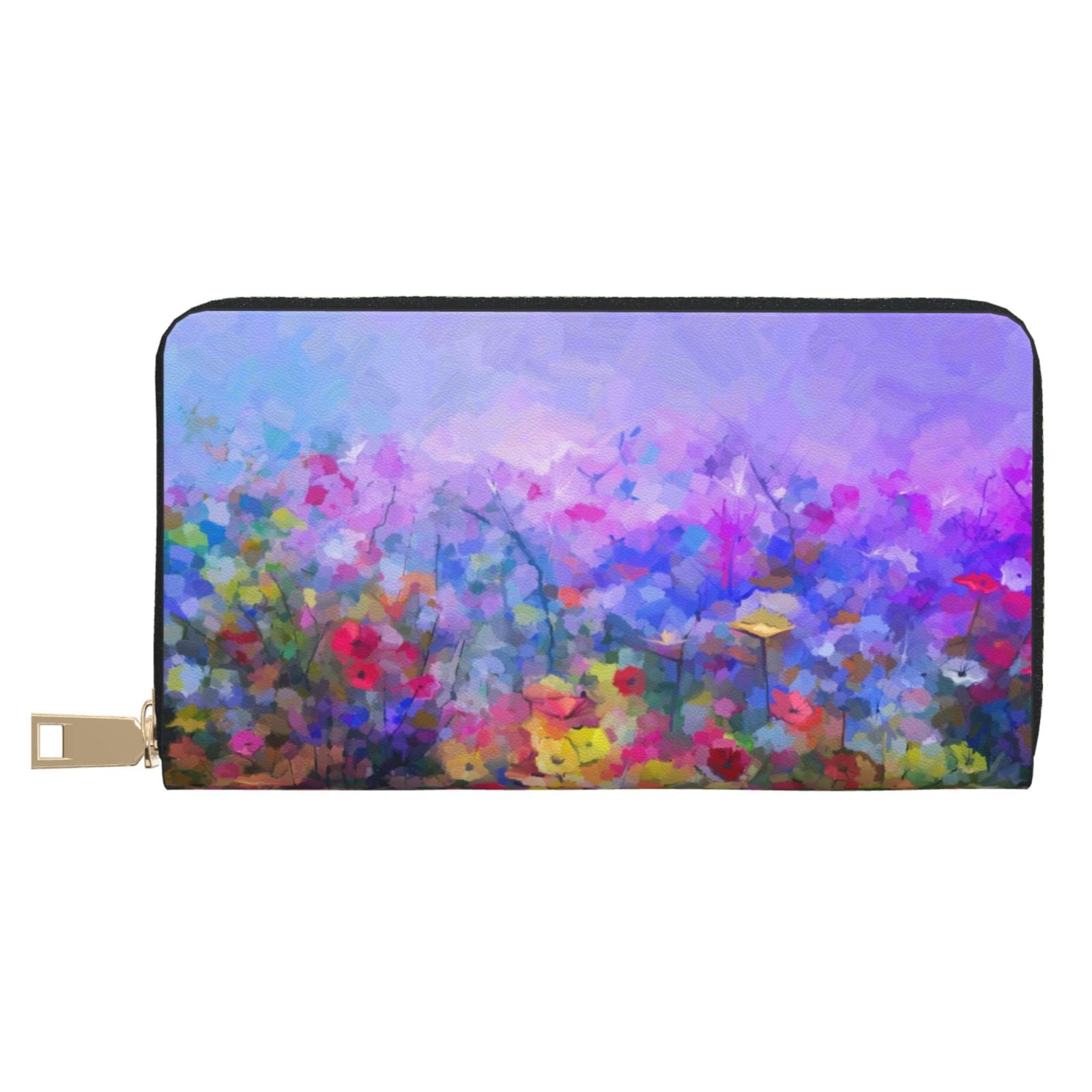 Wallets for Men With Money Clip, Colorful Purple Cosmos Flower Mens ...