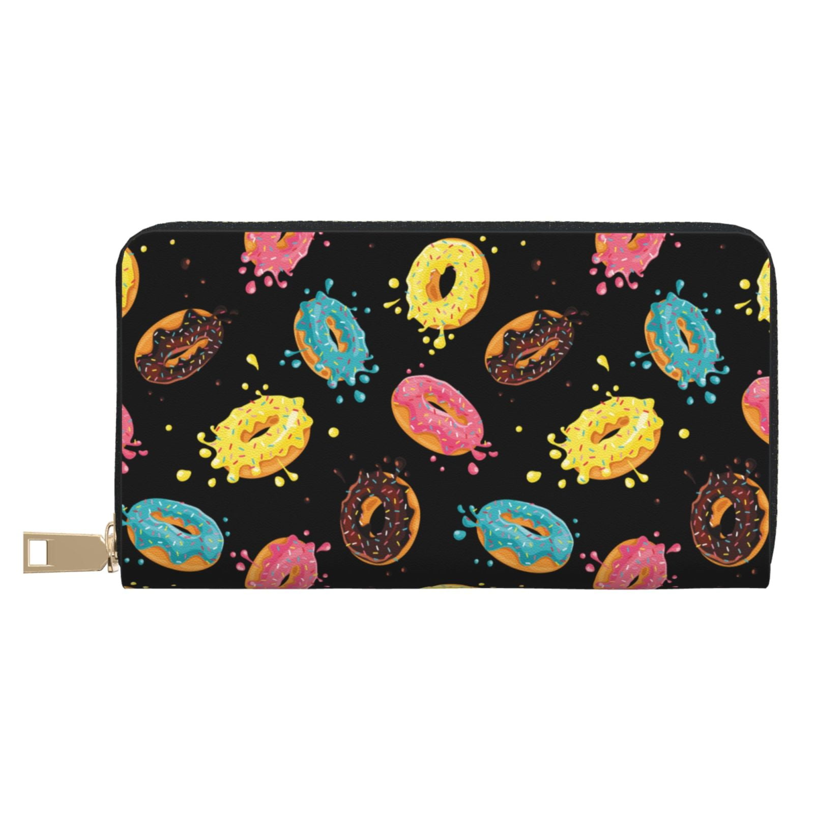 Wallets for Men With Money Clip, Colourful Donut Print Black Mens ...