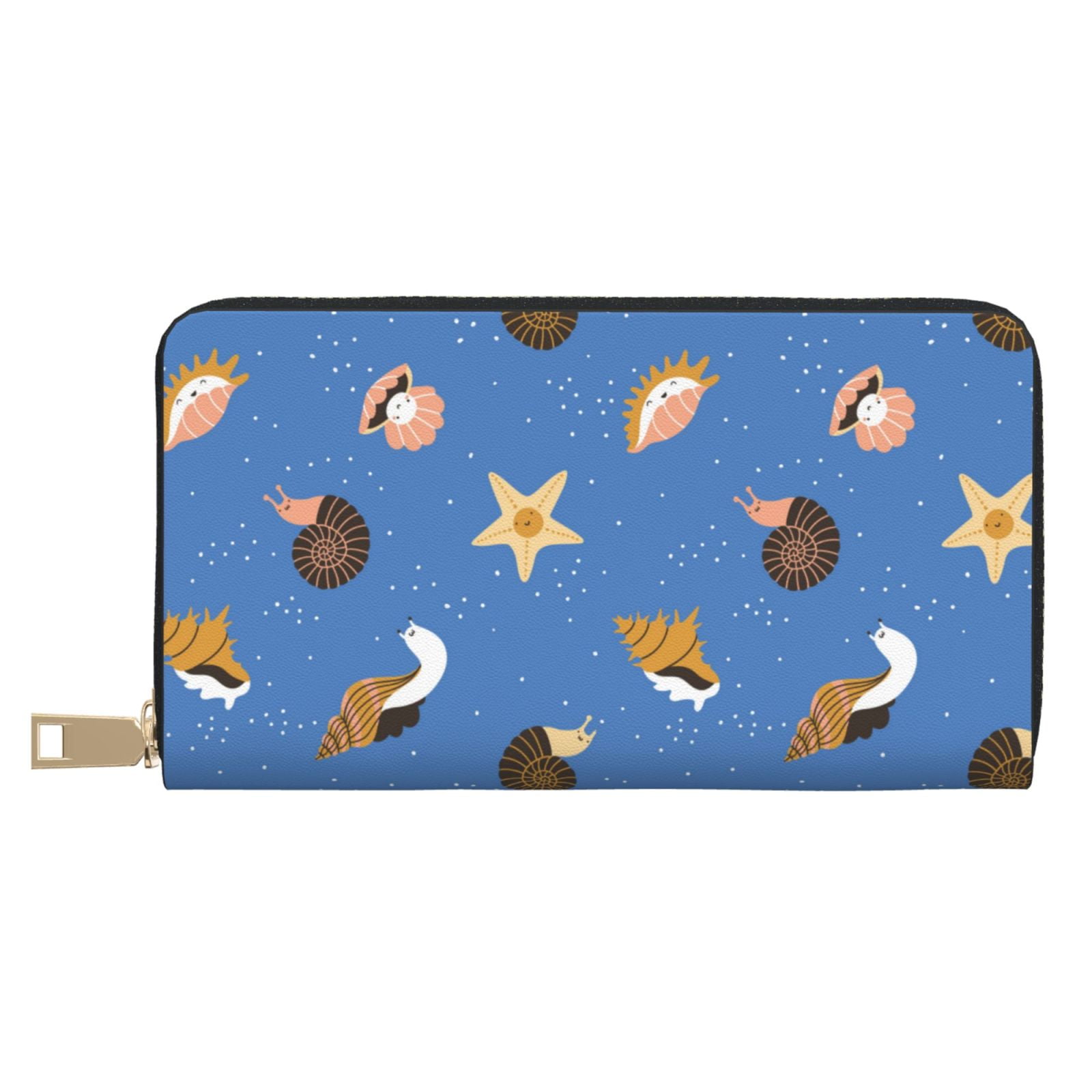 Wallets for Men With Money Clip, Conch Shell Blue Mens Wallet With ...