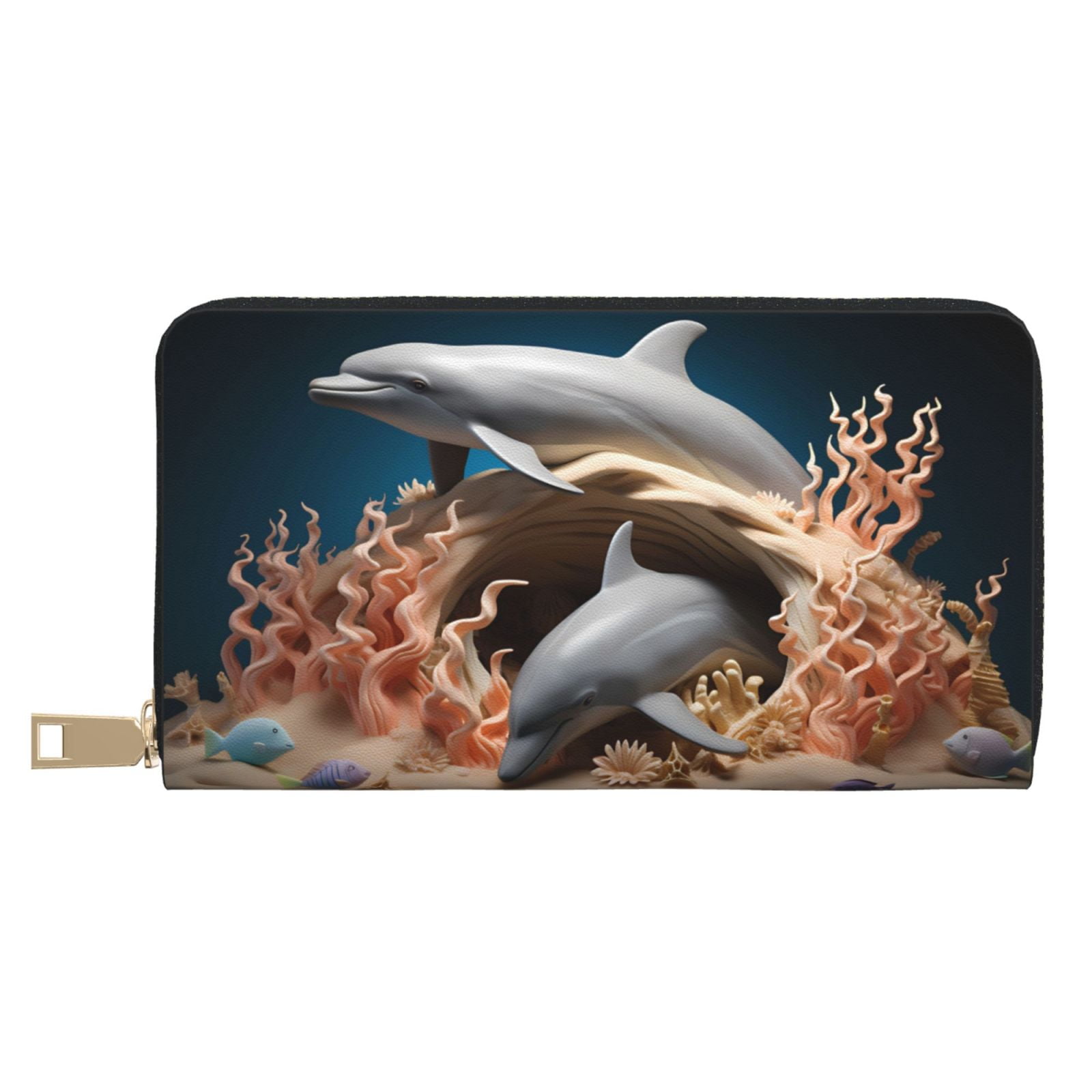 Wallets for Men With Money Clip, Coral Fish Dolphin Mens Wallet With ...