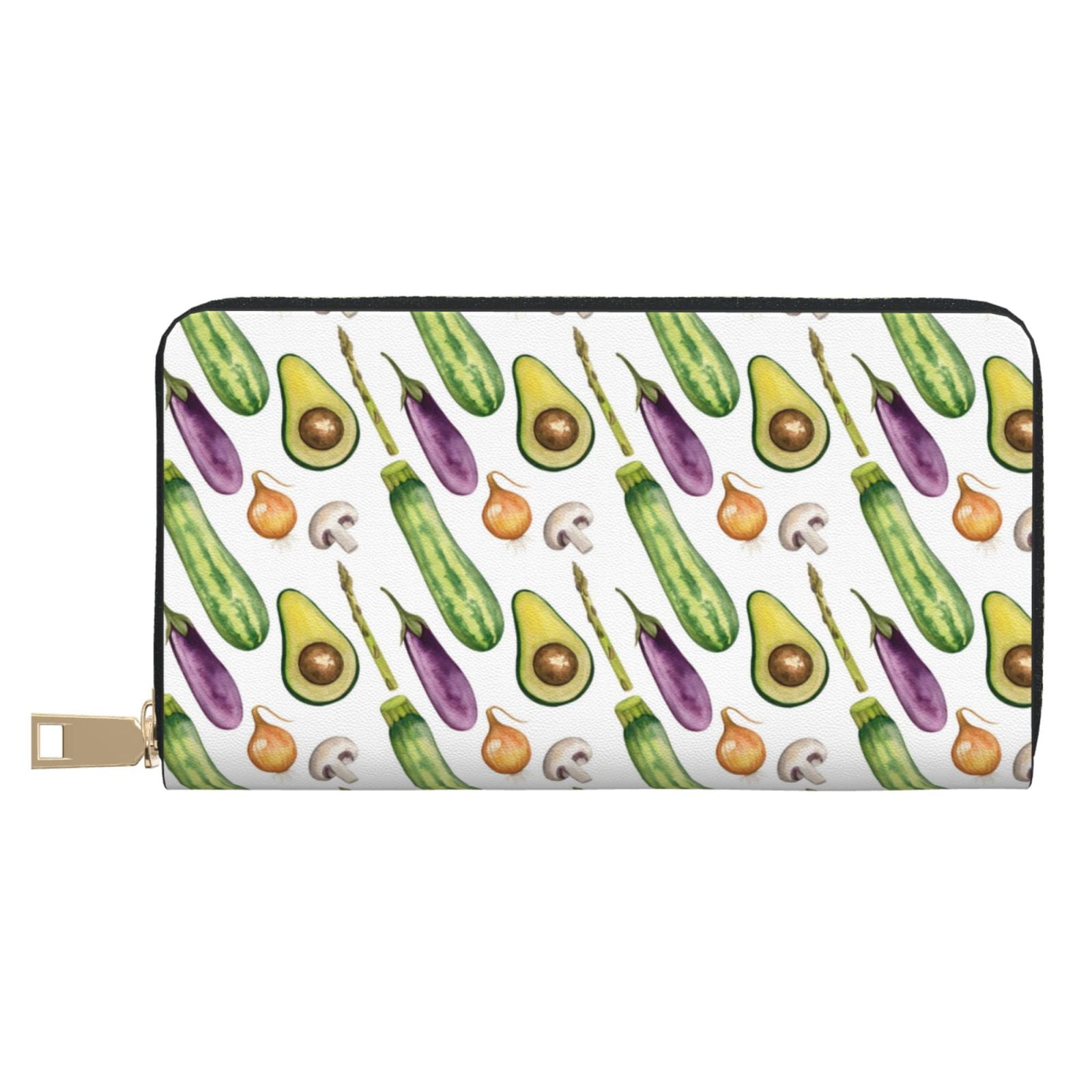 Wallets for Men With Money Clip, Cucumber avocado eggplant Mens Wallet ...