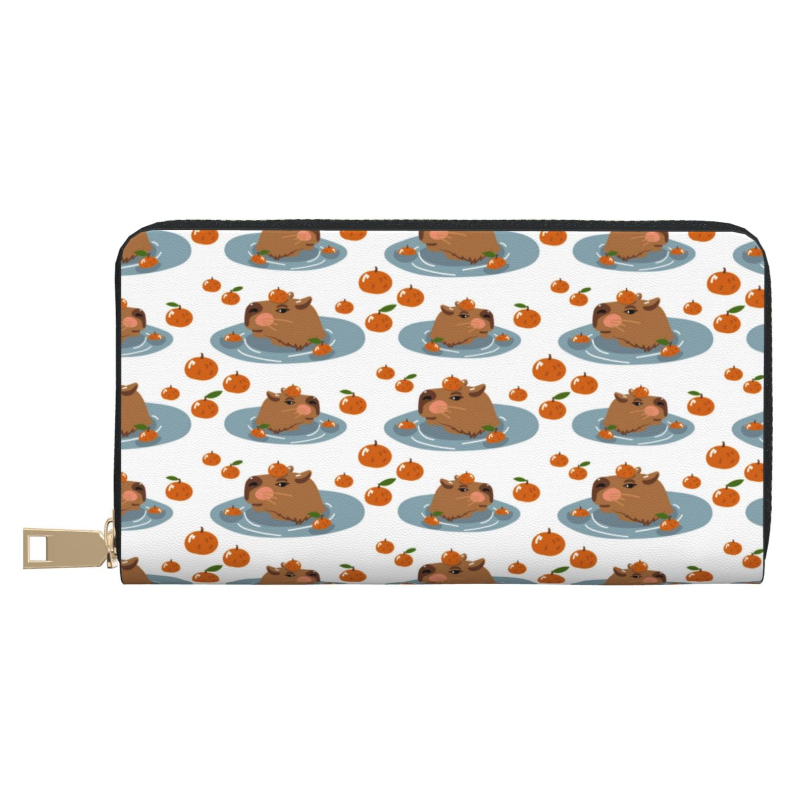 Wallets for Men With Money Clip, Cute Capybaras Orange Mens Wallet With ...
