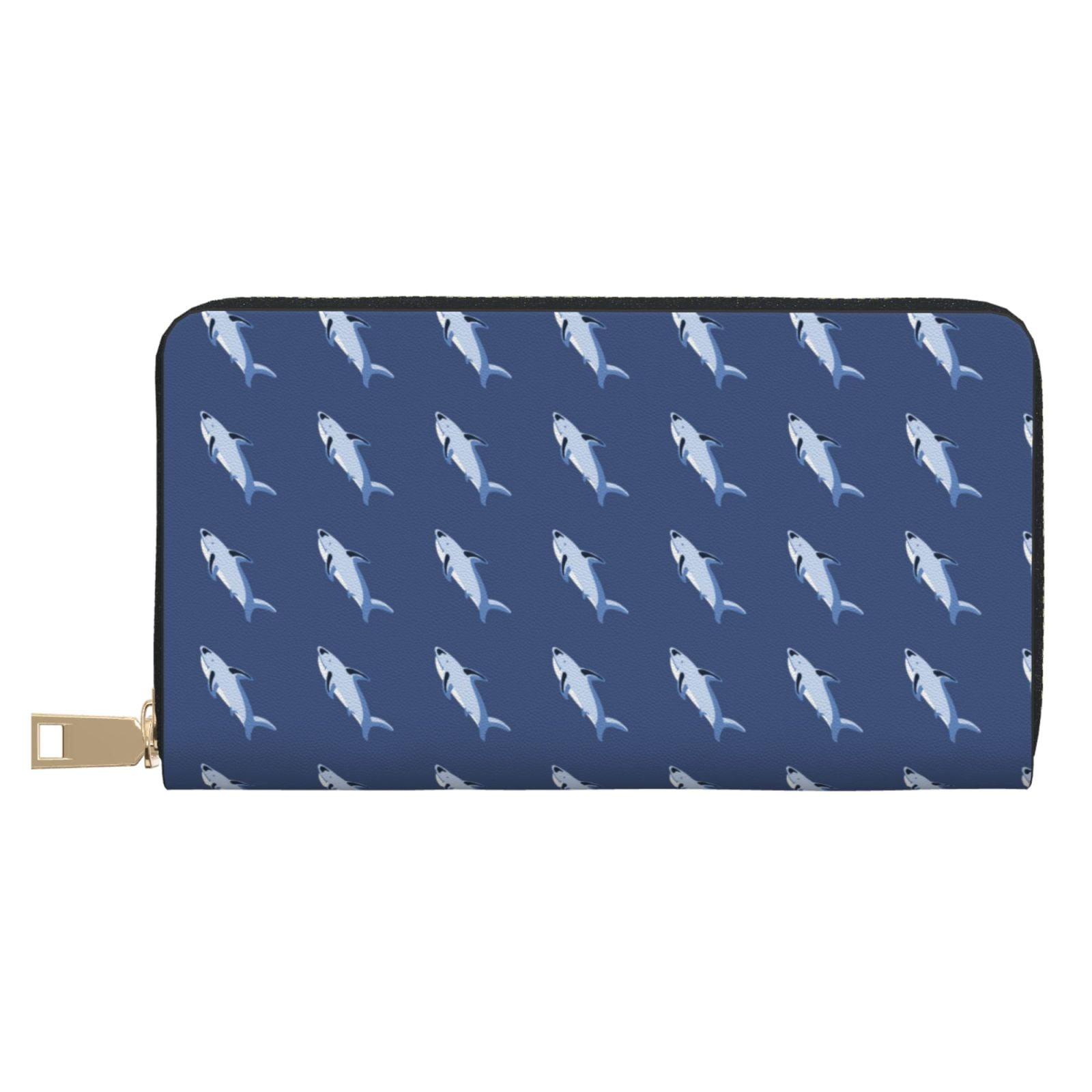 Wallets for Men With Money Clip, Cute Cartoon Shark Navy Blue Mens ...