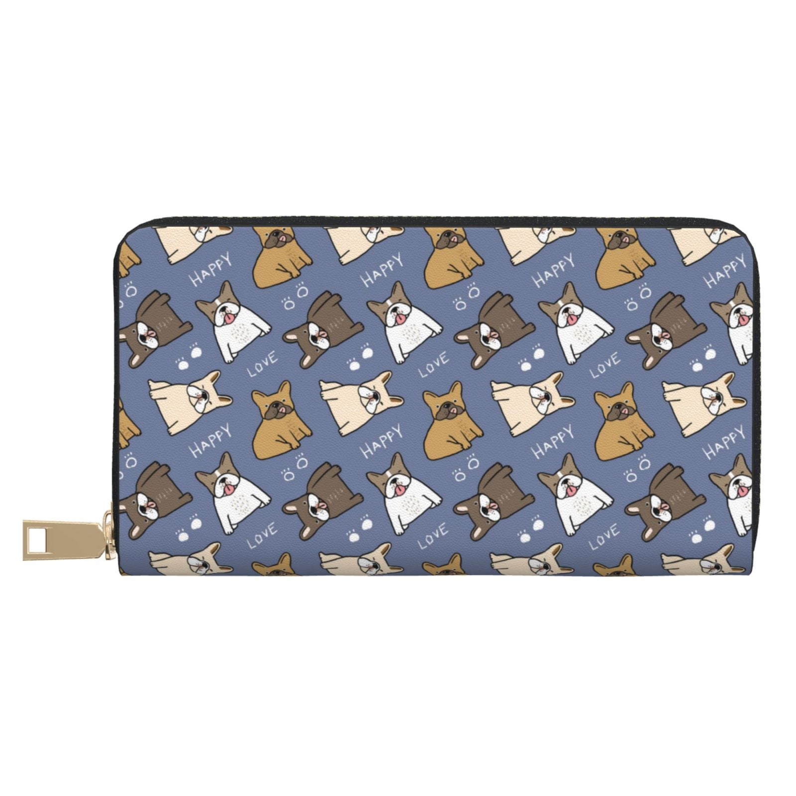 Wallets for Men With Money Clip, Cute French Bulldog Funny Happy Mens ...