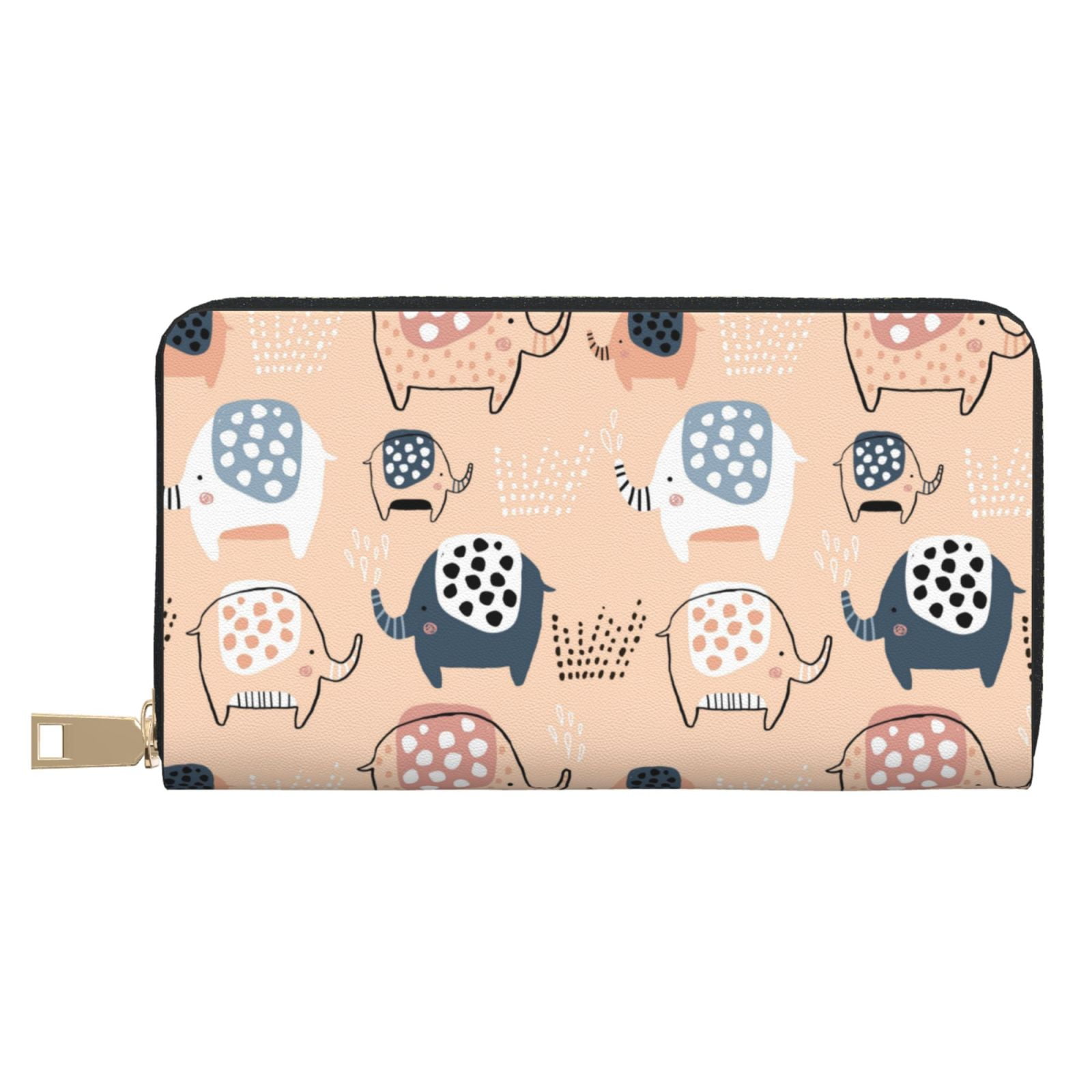 Wallets for Men With Money Clip, Cute Ink Drawn Elephants Mens Wallet ...