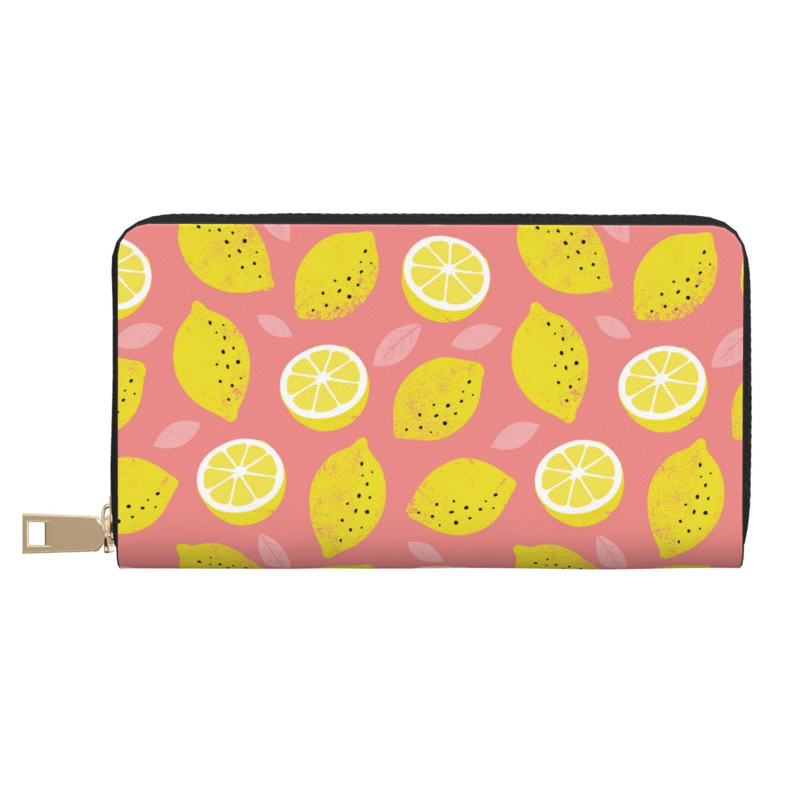 Wallets for Men With Money Clip, Cute Lemon Pink Leaves Mens Wallet ...