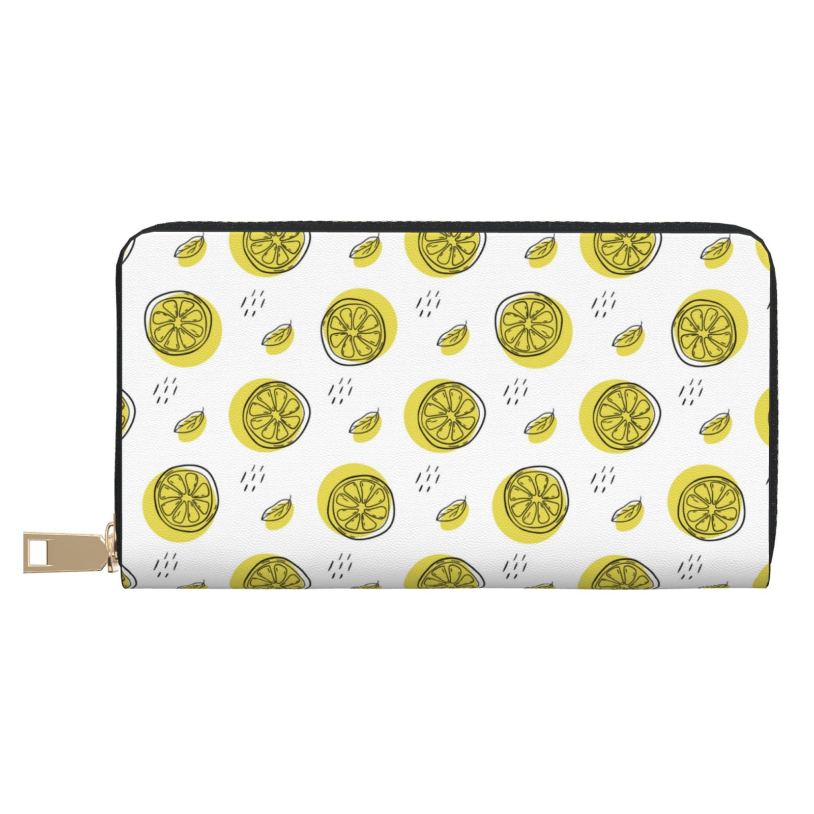 Wallets for Men With Money Clip, Cute Lemon Yellow Leaves Mens Wallet ...