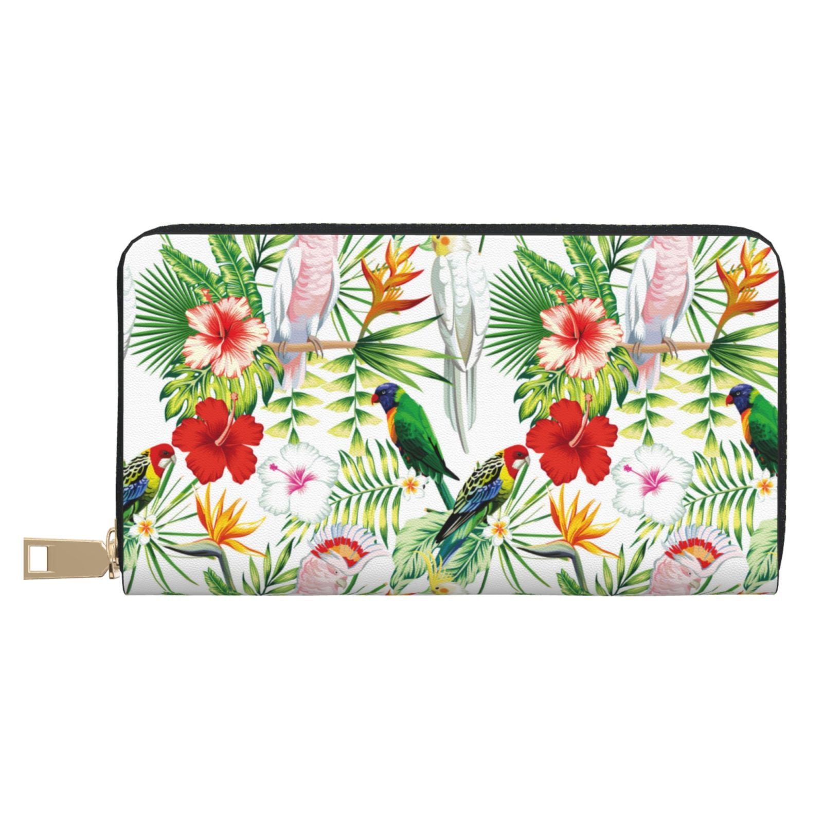 Wallets for Men With Money Clip, Cute Painted Cute Parrot Bird Plant ...