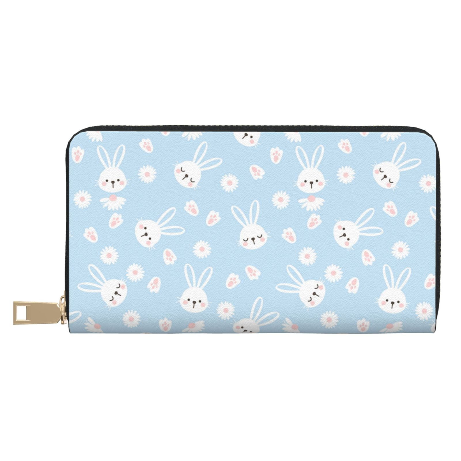 Wallets for Men With Money Clip, Cute Rabbit Daisy Rabbit Footprints ...