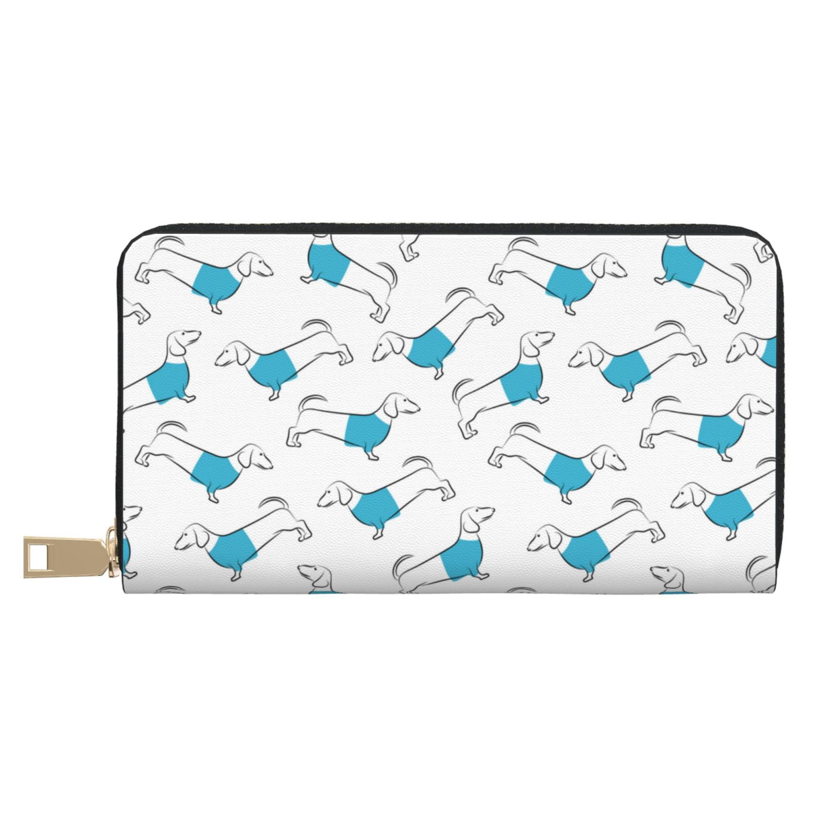 Wallets for Men With Money Clip, Dachshund Dog Puppy Blue Mens Wallet ...