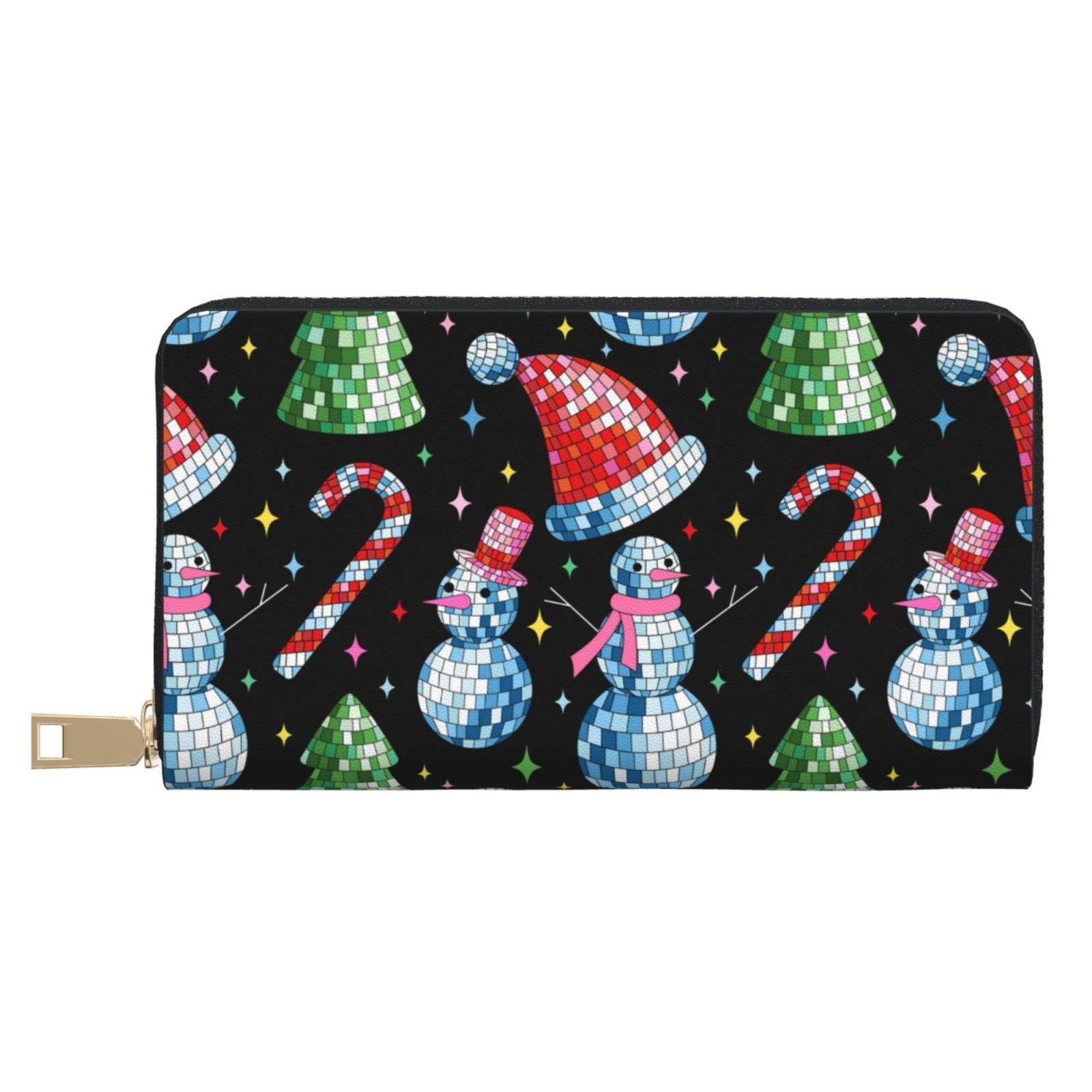 Wallets for Men With Money Clip, Disco Mirror Ball Snowman Mens Wallet ...