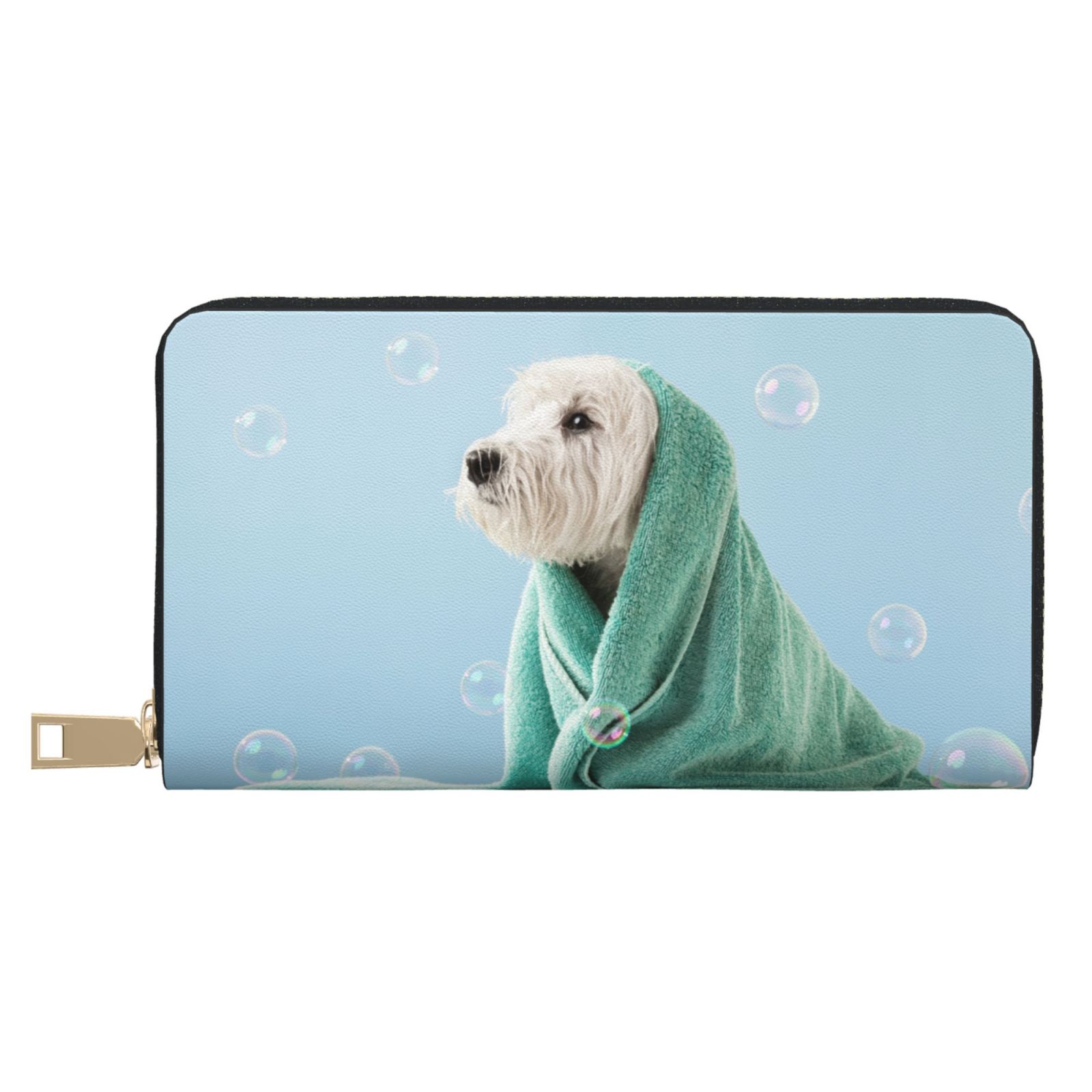 Wallets for Men With Money Clip, Dog Wrapped in Towel Mens Wallet With ...