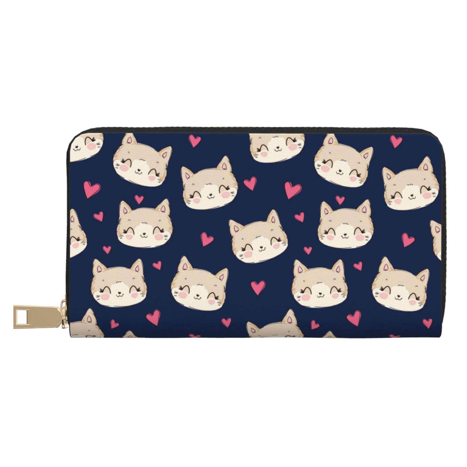 Wallets for Men With Money Clip, Glamorous Cartoon Cat Heart Mens ...