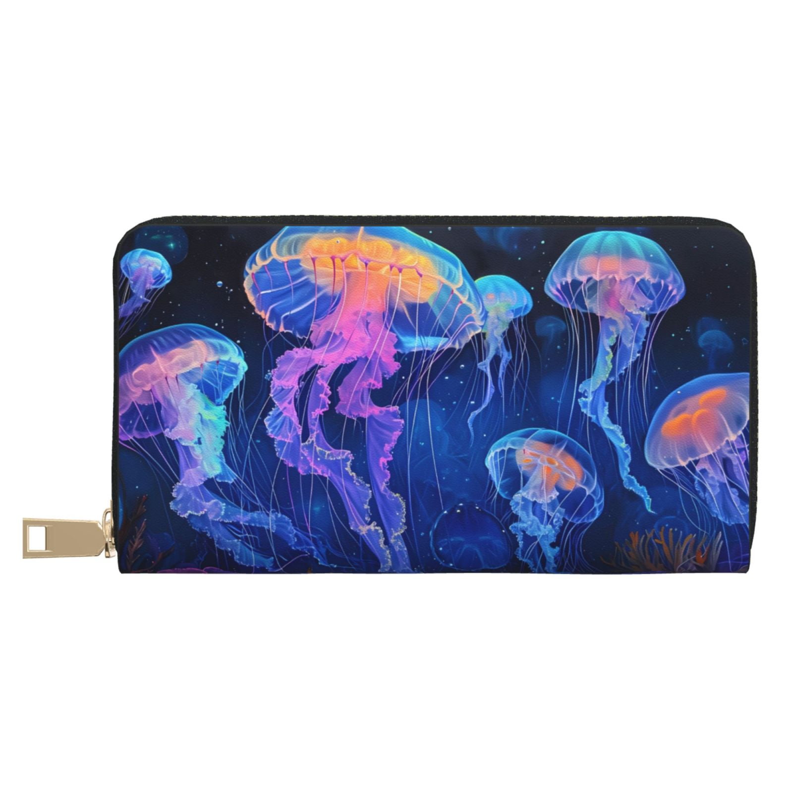 Wallets for Men With Money Clip, Glowing Deep Sea Jellyfish Mens Wallet ...
