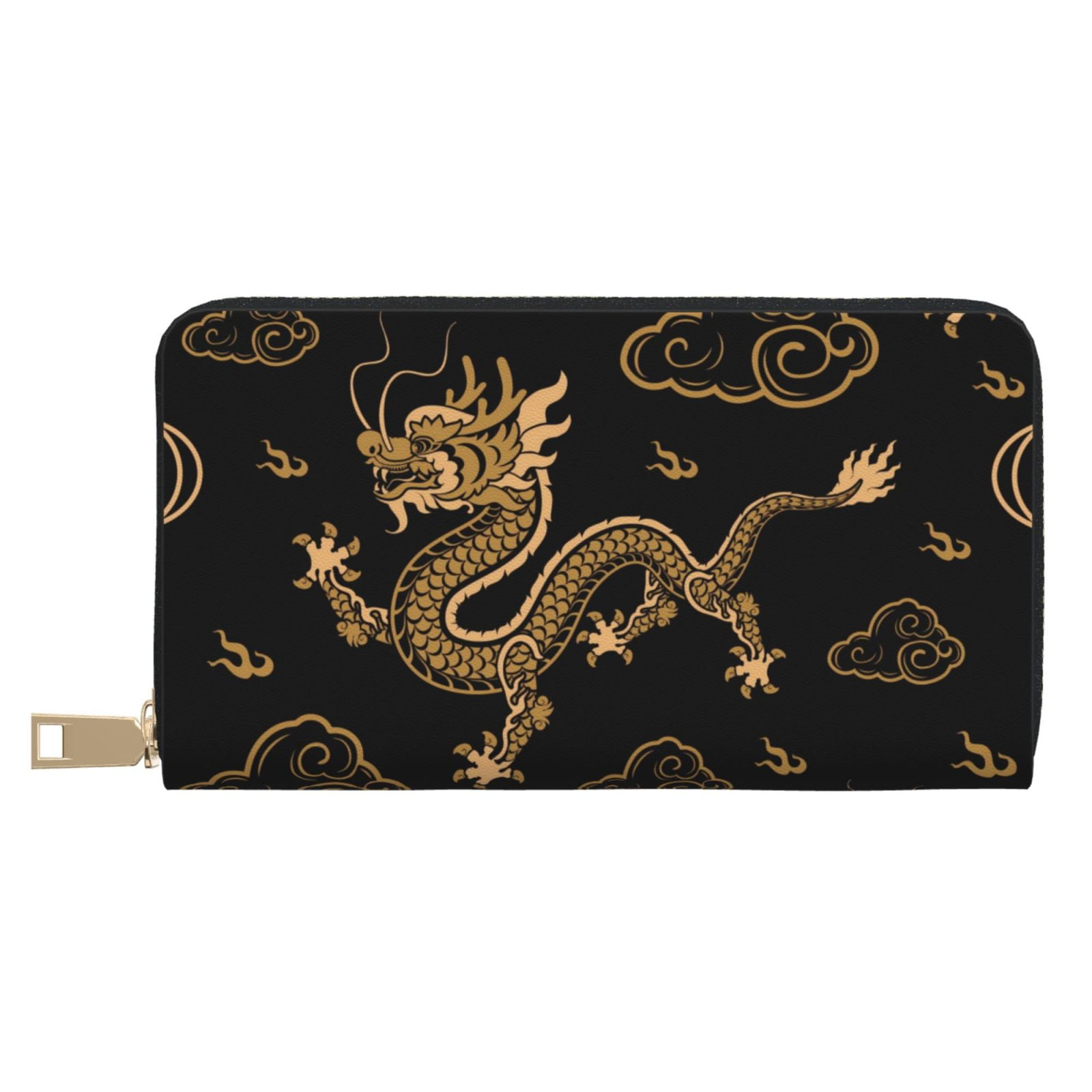 Wallets for Men With Money Clip, Golden Chinese Dragon Clouds Mens ...