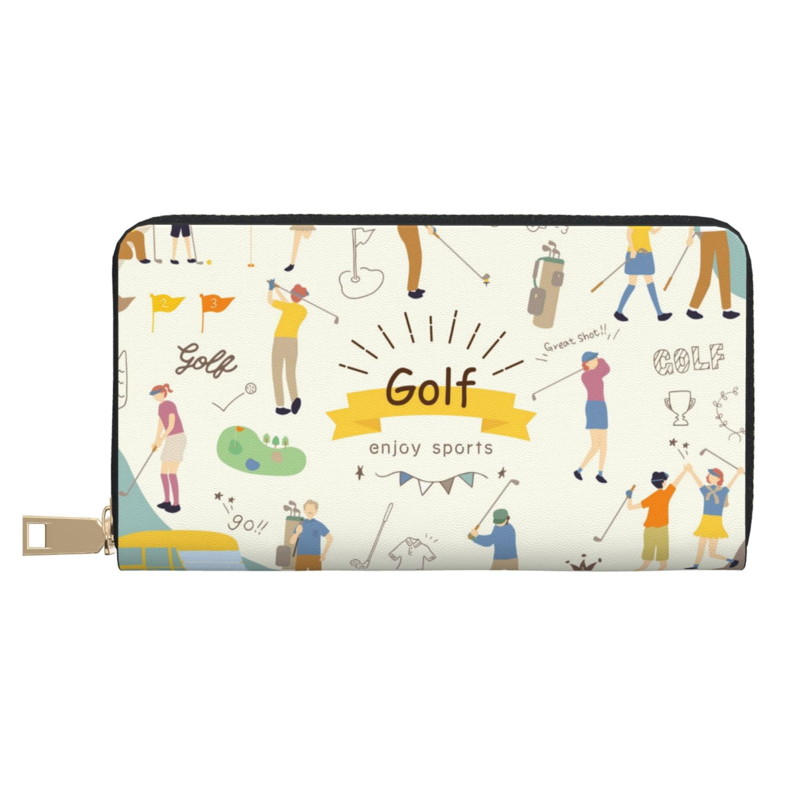 Wallets for Men With Money Clip, Golf Icons And Golfer Mens Wallet With ...