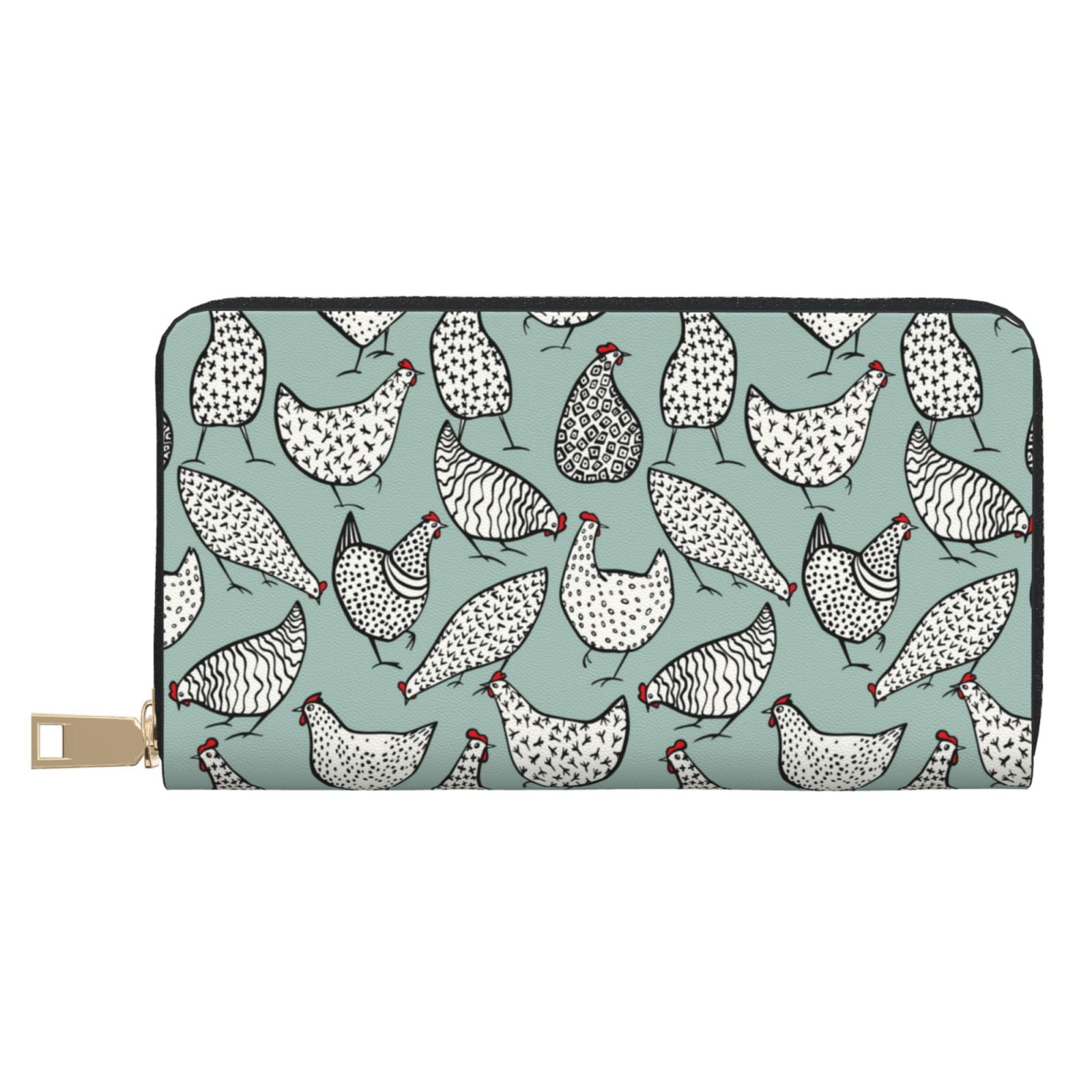 Wallets for Men With Money Clip, Hand Drawn Chickens Mens Wallet With ...