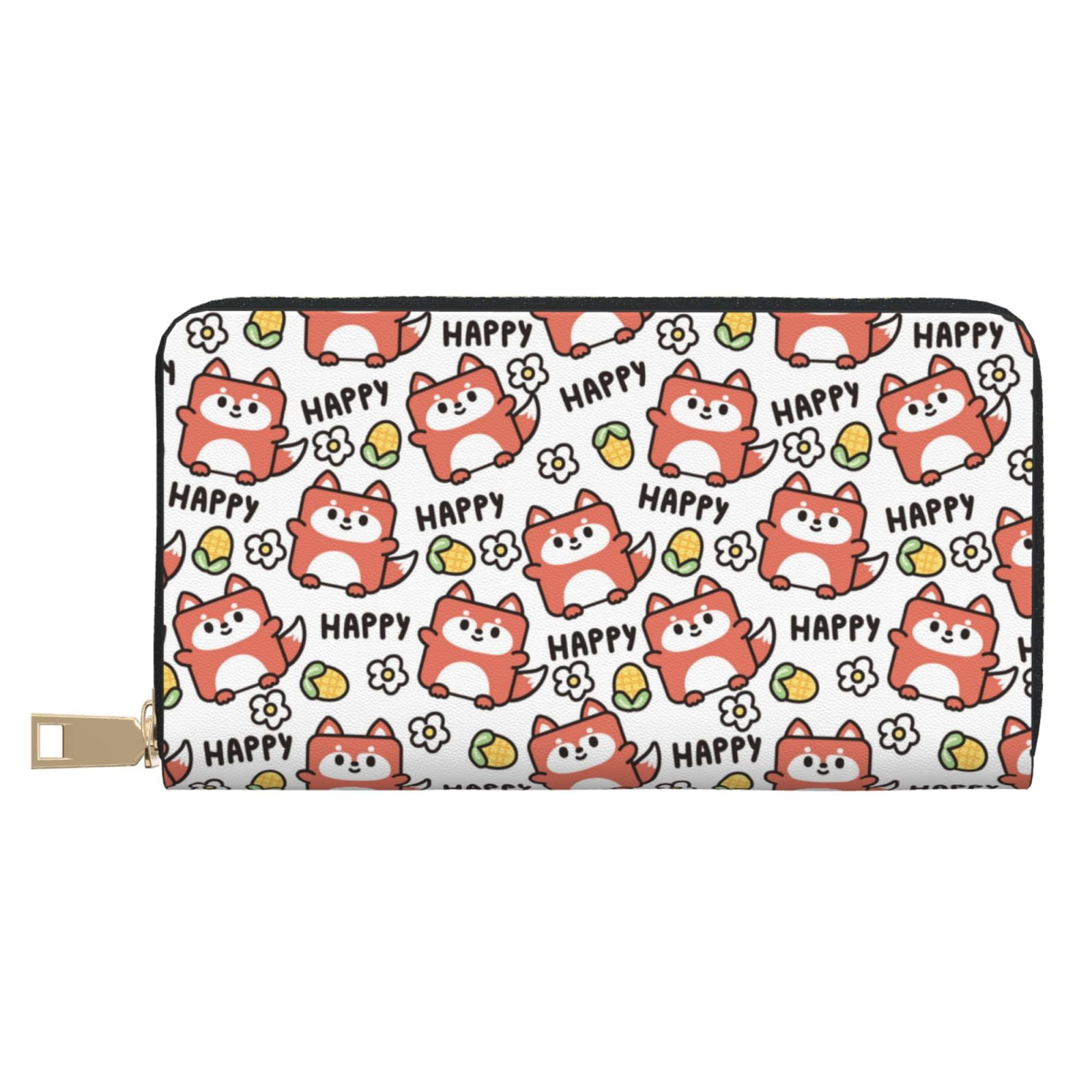 Wallets for Men With Money Clip, Happy Foxy Faces Mens Wallet With ...