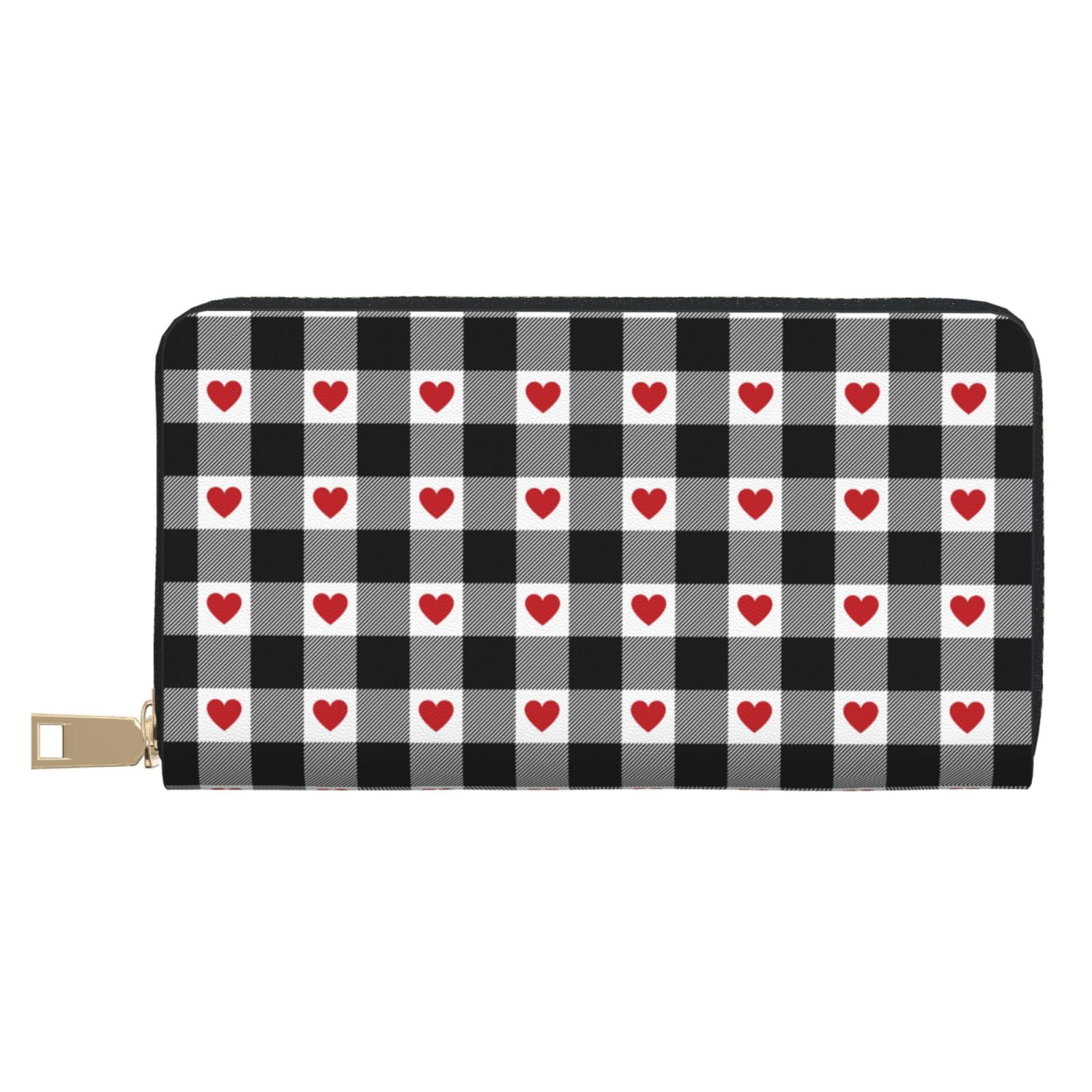 Wallets for Men With Money Clip, Heart Black Buffalo Plaid Gingham Mens ...