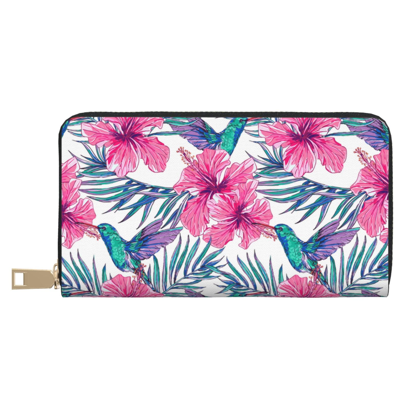 Wallets for Men With Money Clip, Hummingbird Leaf Flower Mens Wallet ...