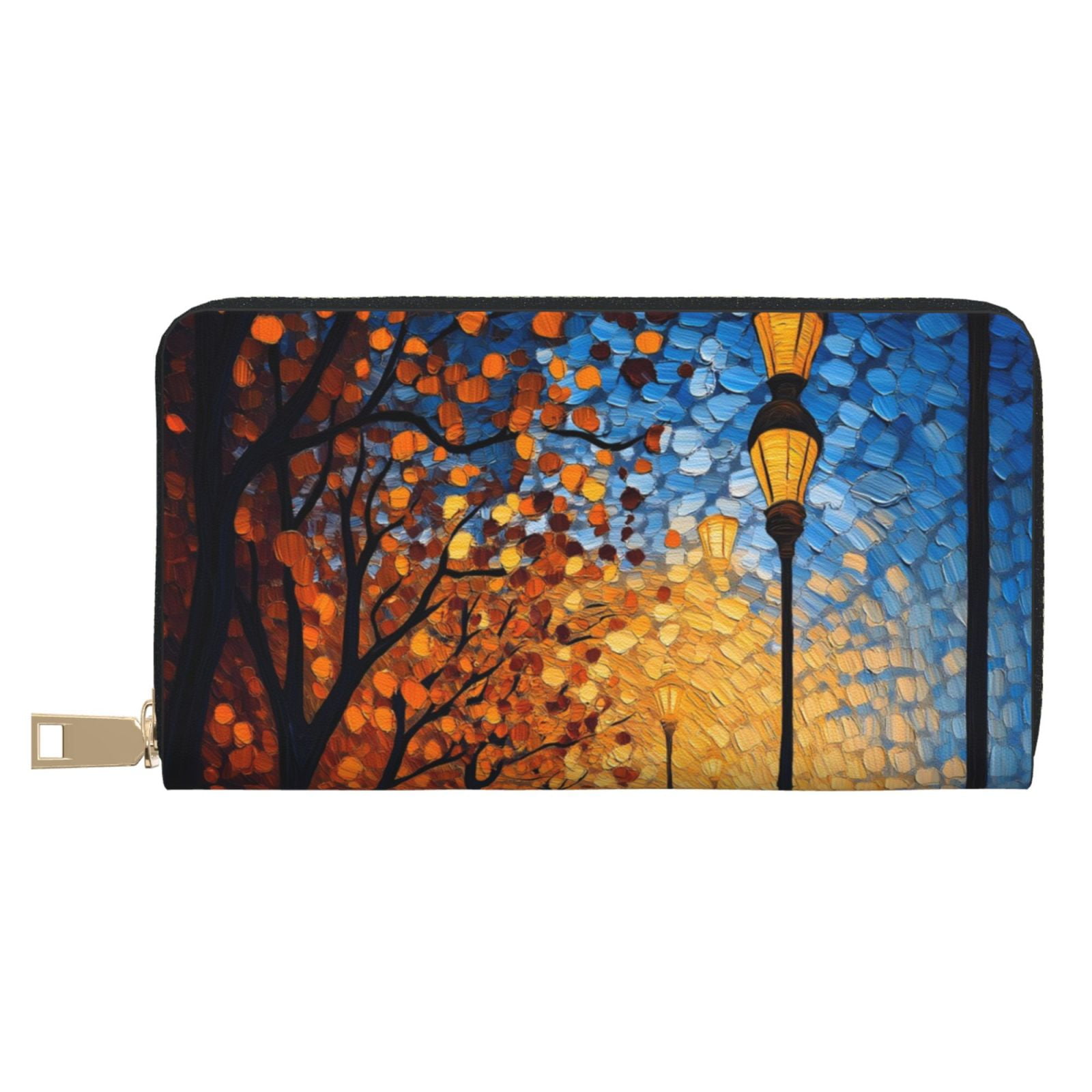 Wallets for Men With Money Clip, Impressionist Night Walkway Mens ...