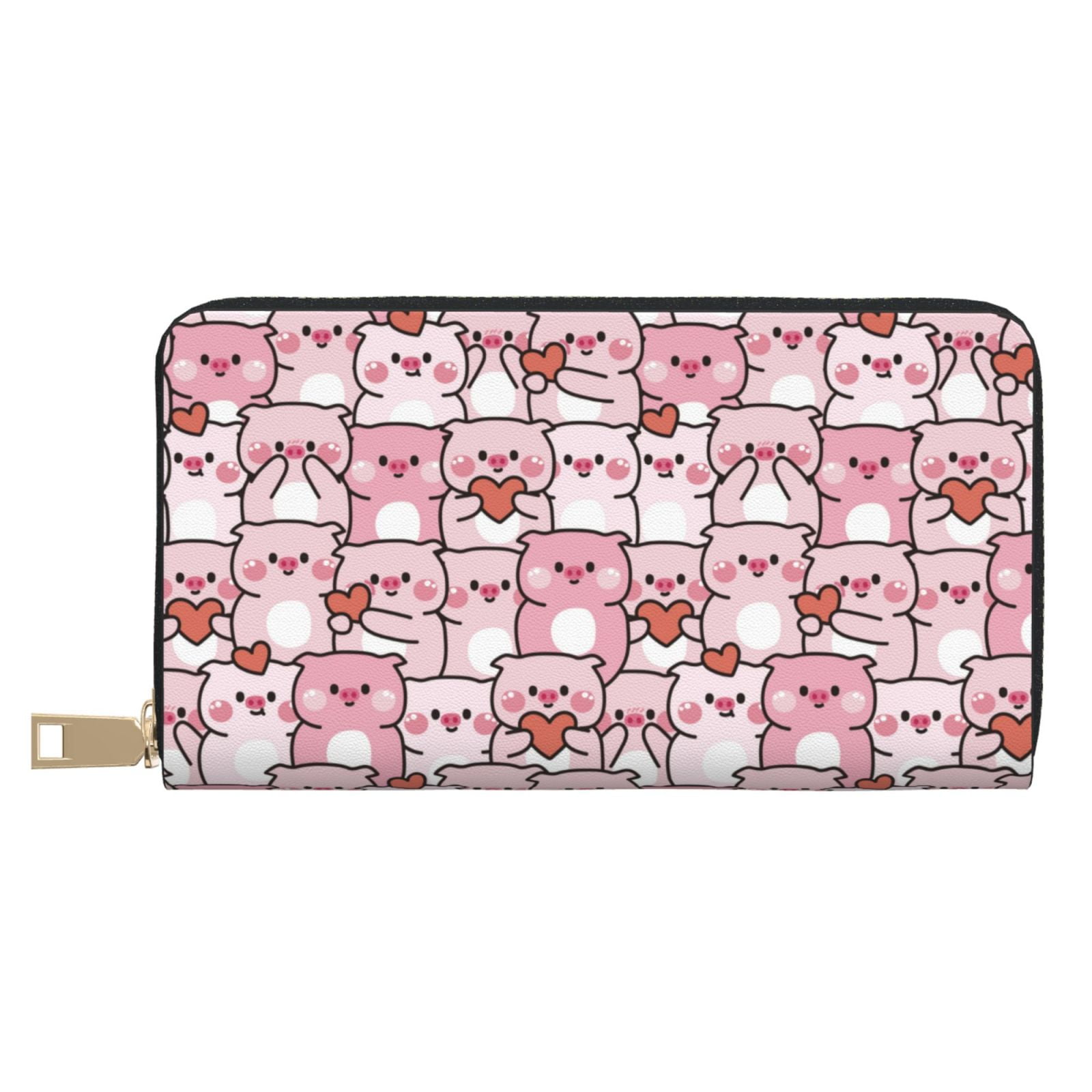 Wallets for Men With Money Clip, Kawaii pink pig Mens Wallet With ...