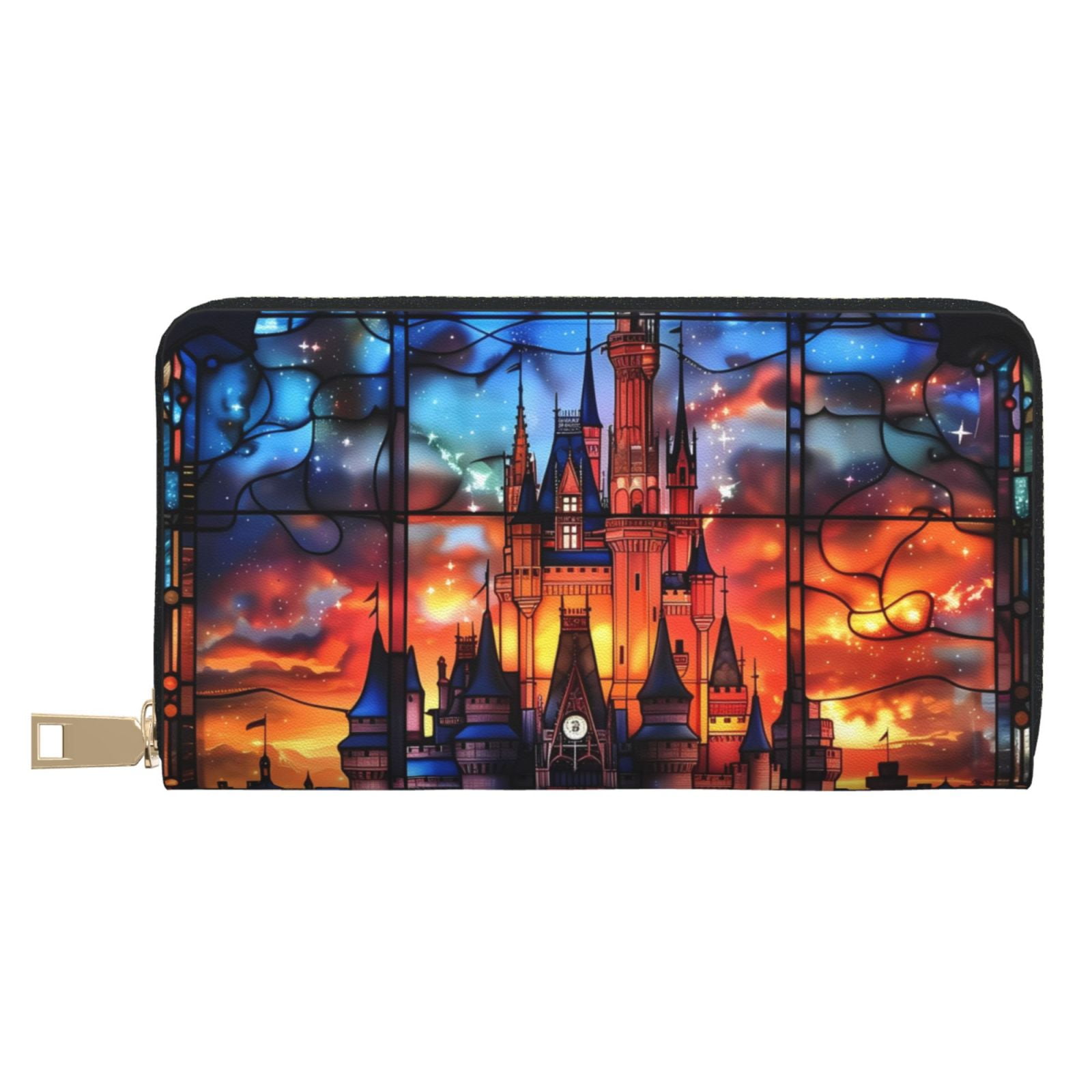 Wallets for Men With Money Clip, Magical Stained Glass Castle Mens ...