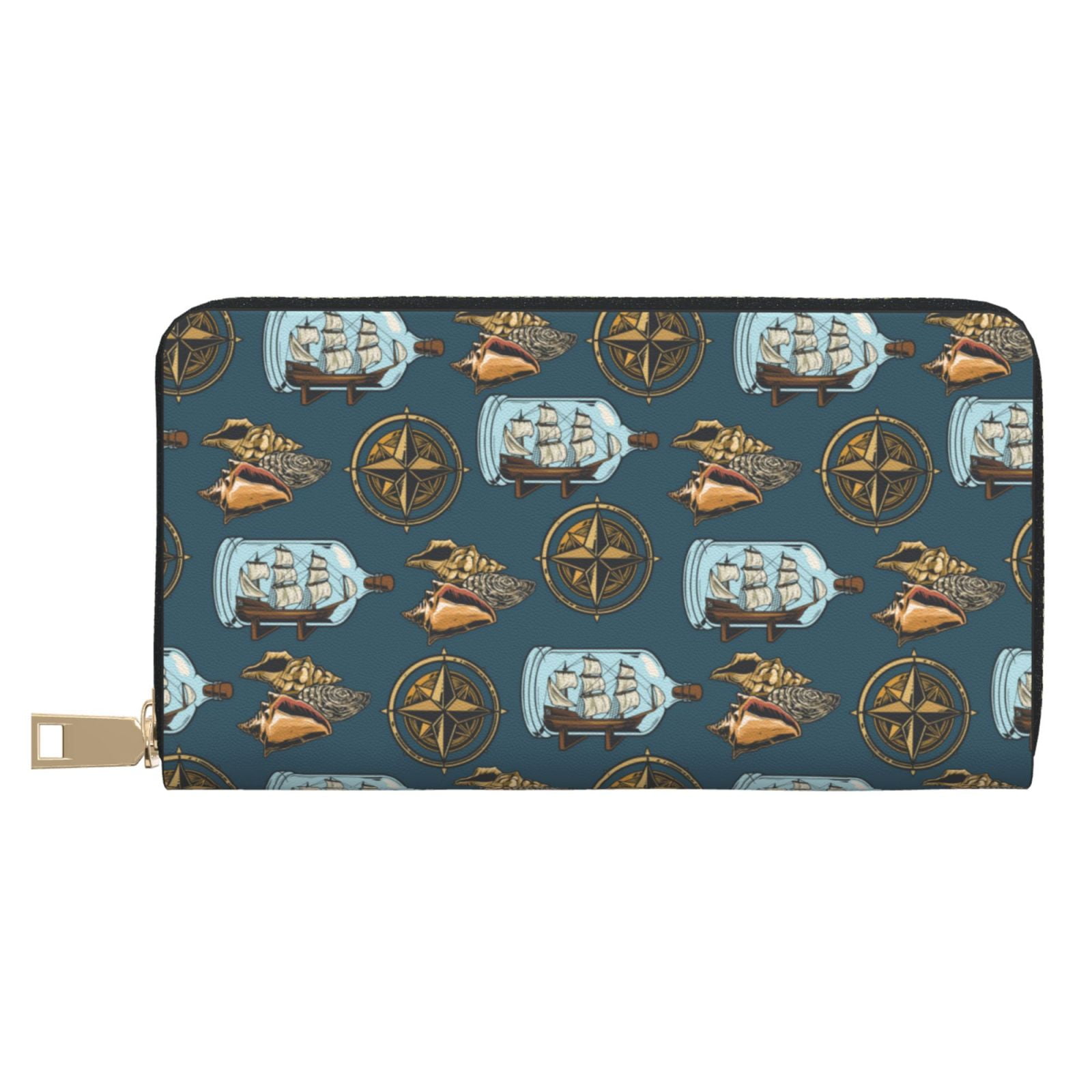 Wallets for Men With Money Clip, Miniature Ship In Bottle Mens Wallet ...