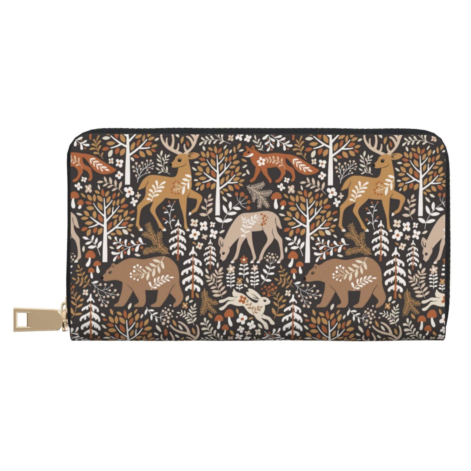 Wallets for Men With Money Clip, Moose fox bear leaf tree Mens Wallet ...