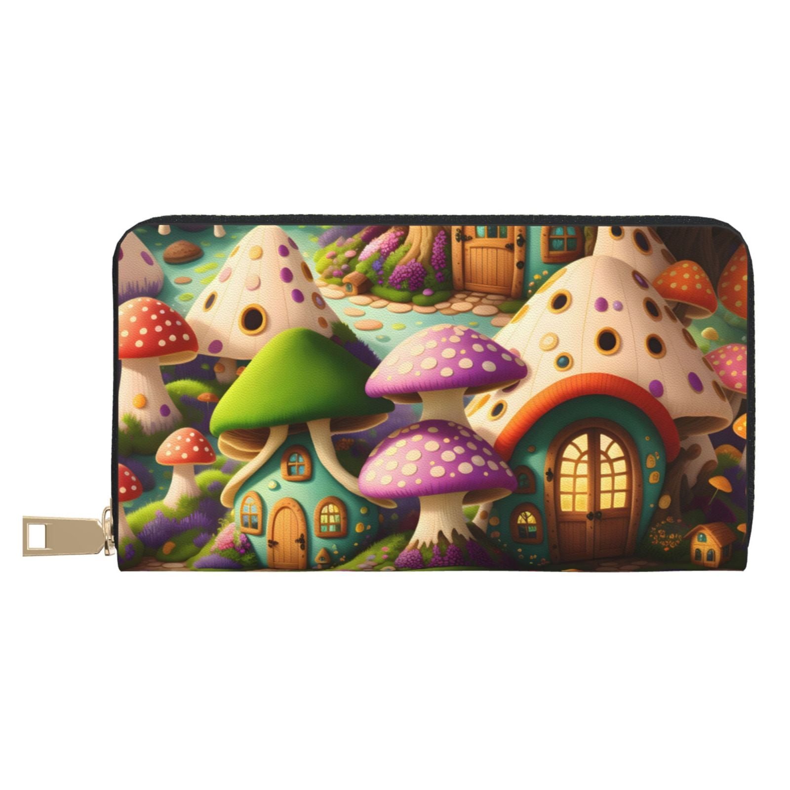 Wallets for Men With Money Clip, Mushroom House Cute Mens Wallet With ...