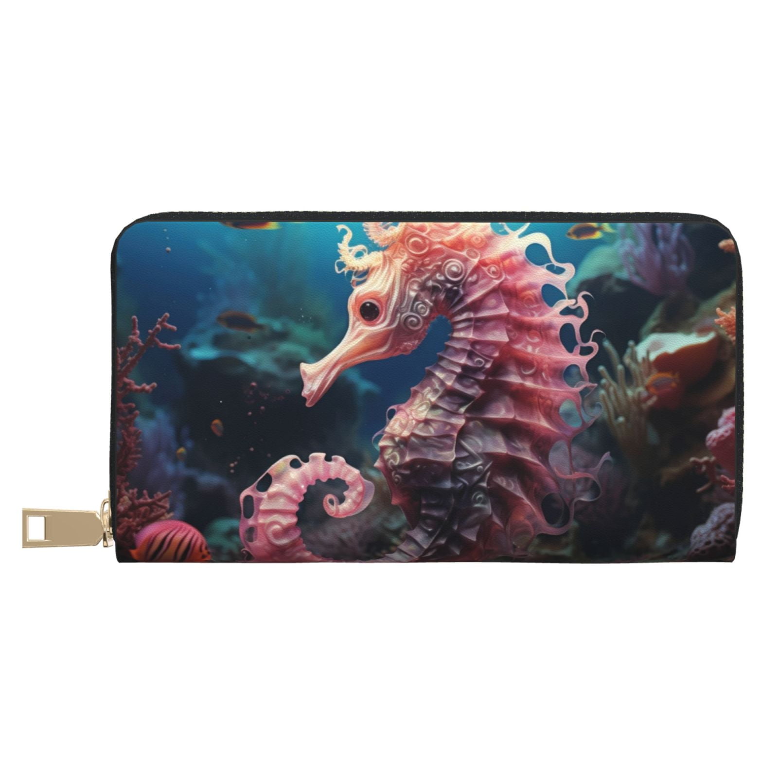 Wallets for Men With Money Clip, Ocean Pink Seahorse Mens Wallet With ...