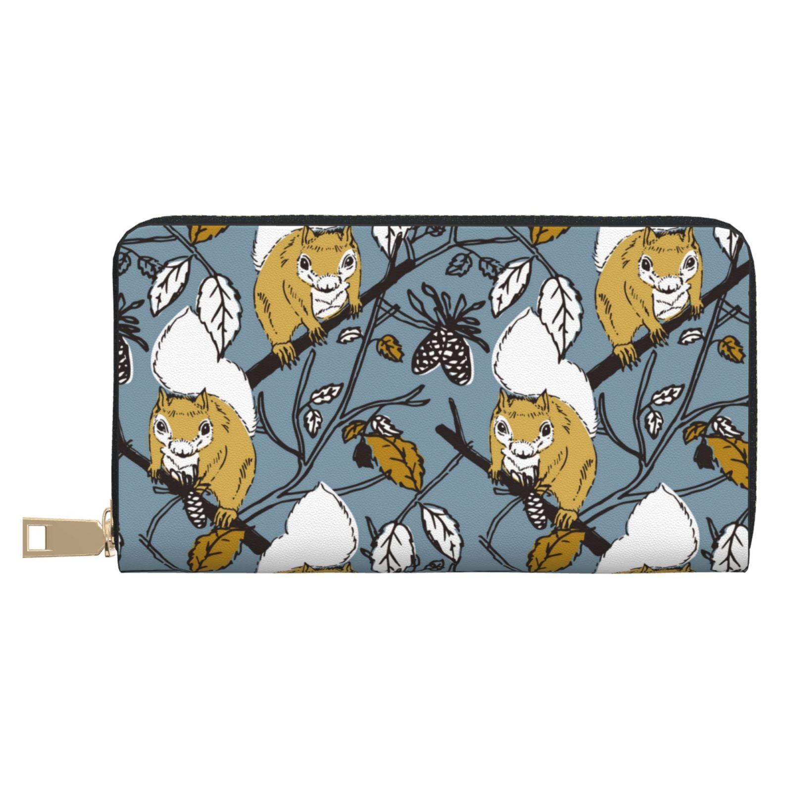 Wallets for Men With Money Clip, Painted cute squirrel pine cone Mens ...