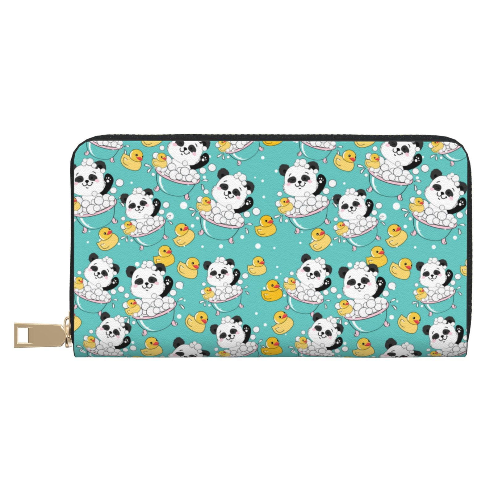 Wallets for Men With Money Clip, Panda Bathing Mens Wallet With Credit ...
