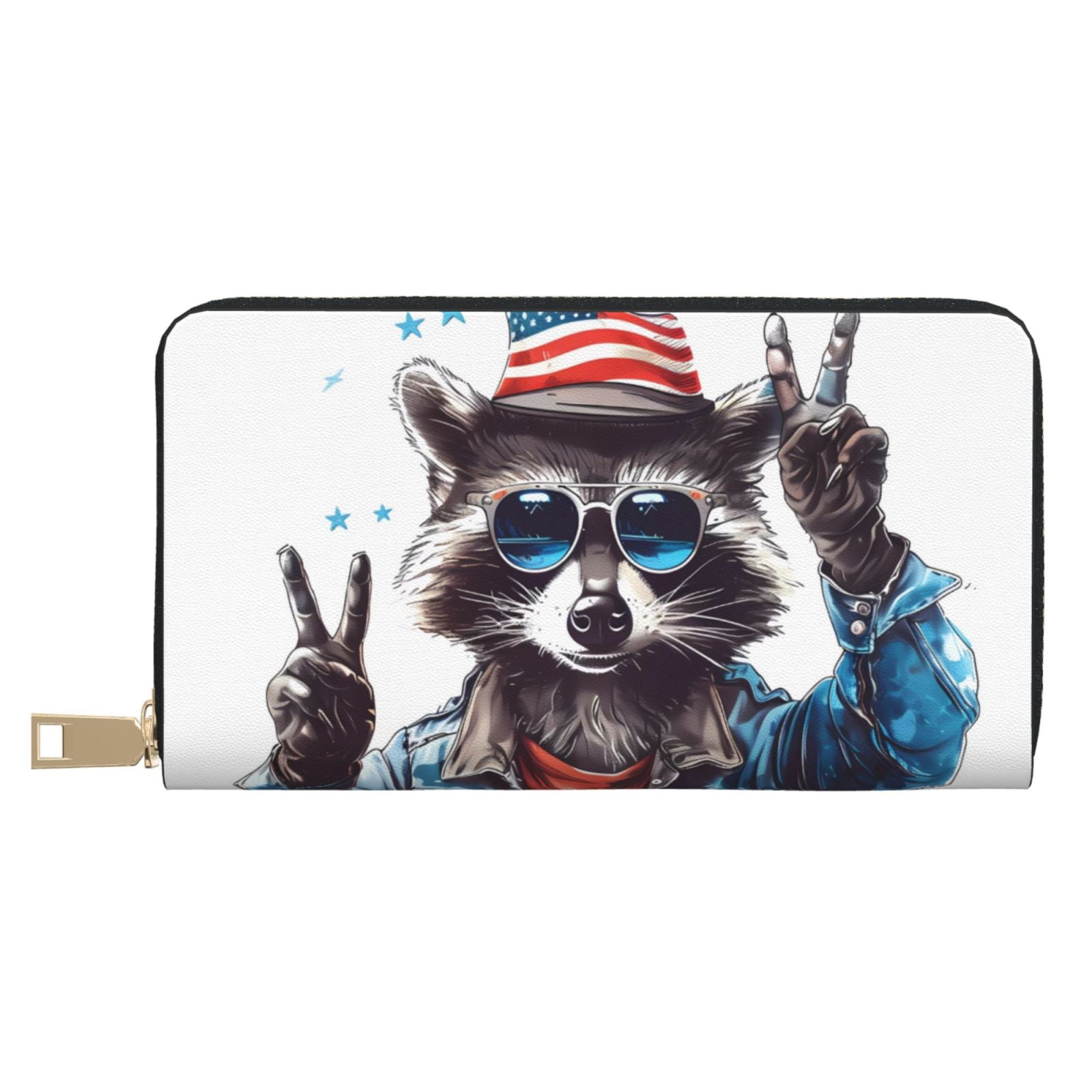 Wallets for Men With Money Clip, Patriotic Raccoon Illustration Mens ...