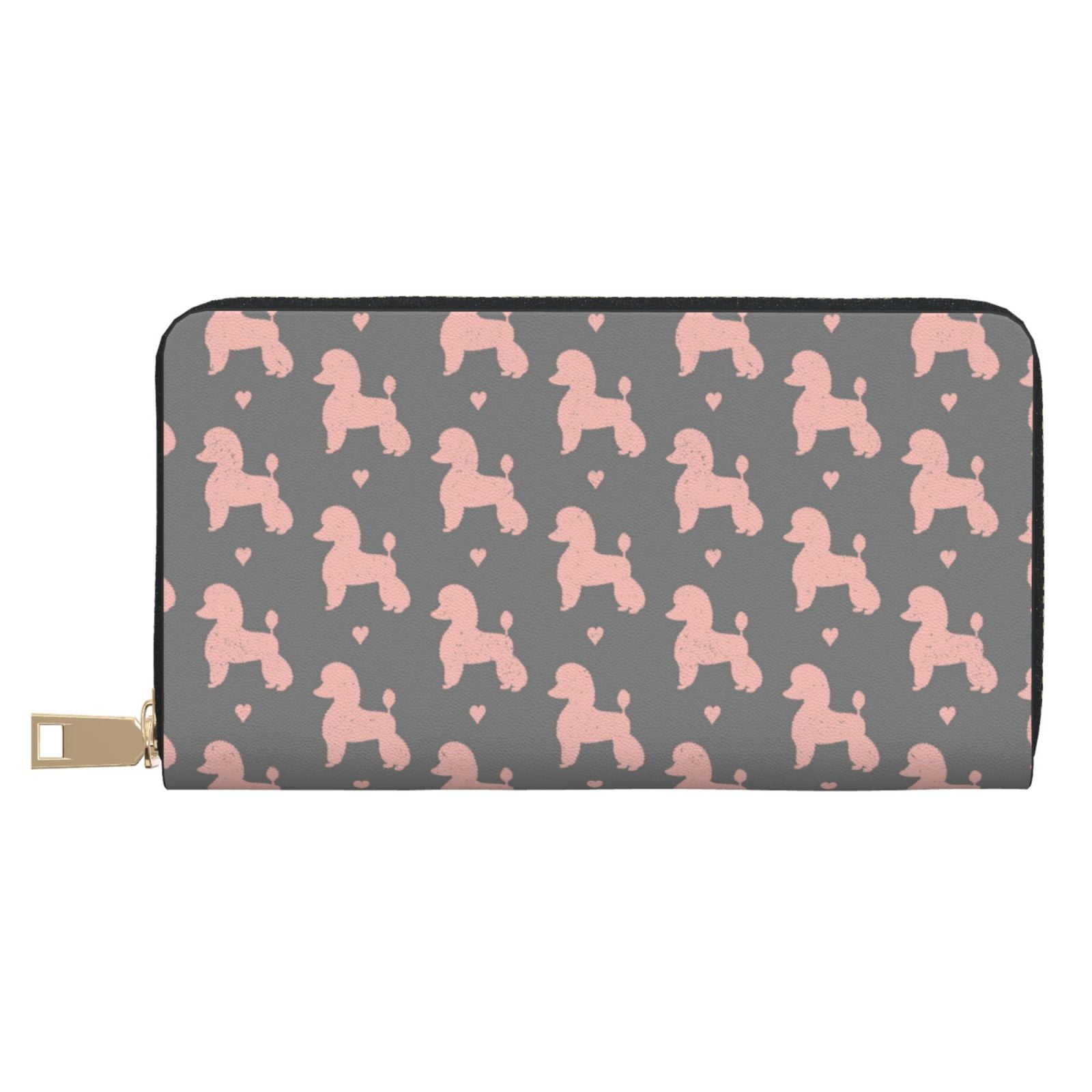 Wallets for Men With Money Clip, Pink Cute Poodle Dog Mens Wallet With ...