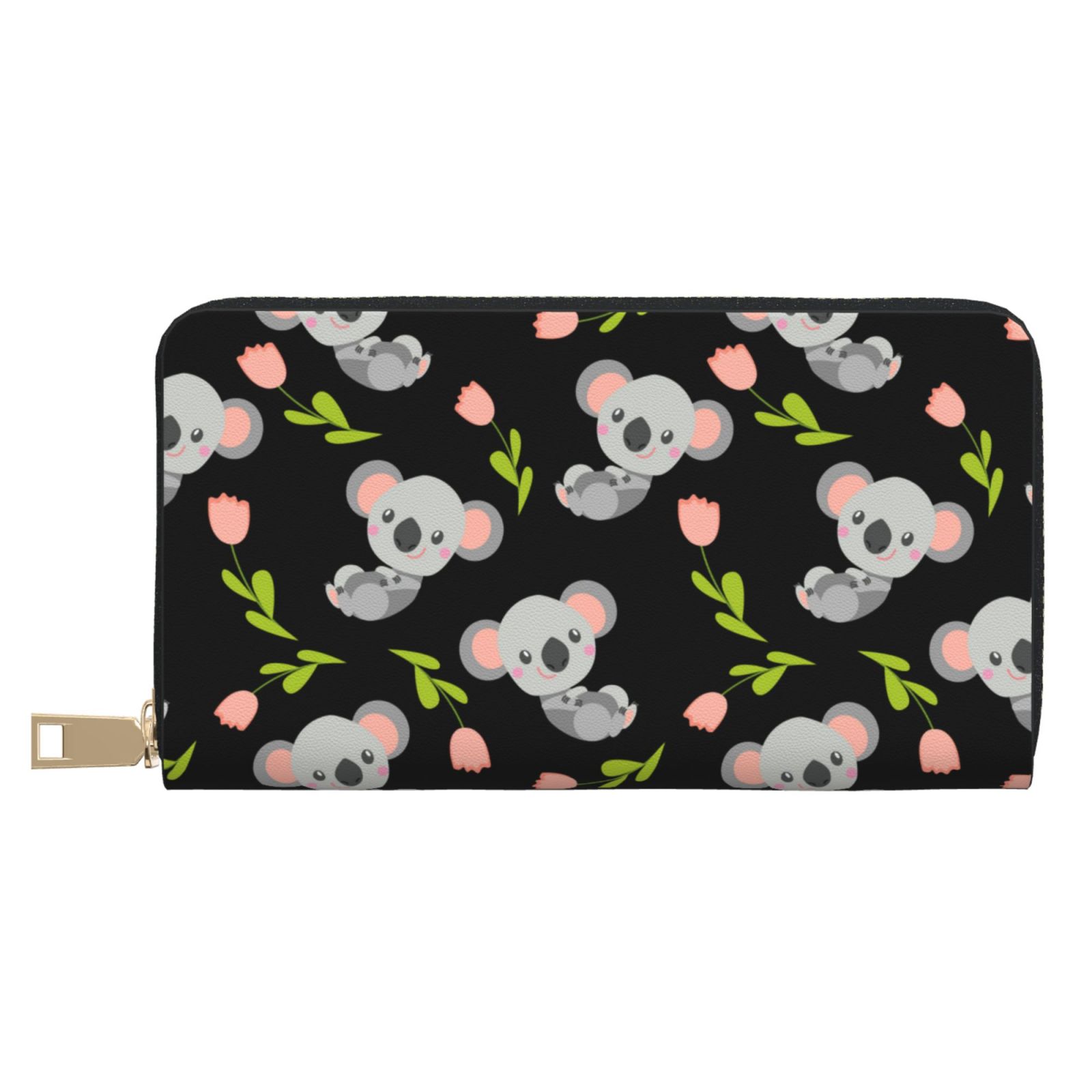 Wallets for Men With Money Clip, Pink Tulip Gray Koala Mens Wallet With ...