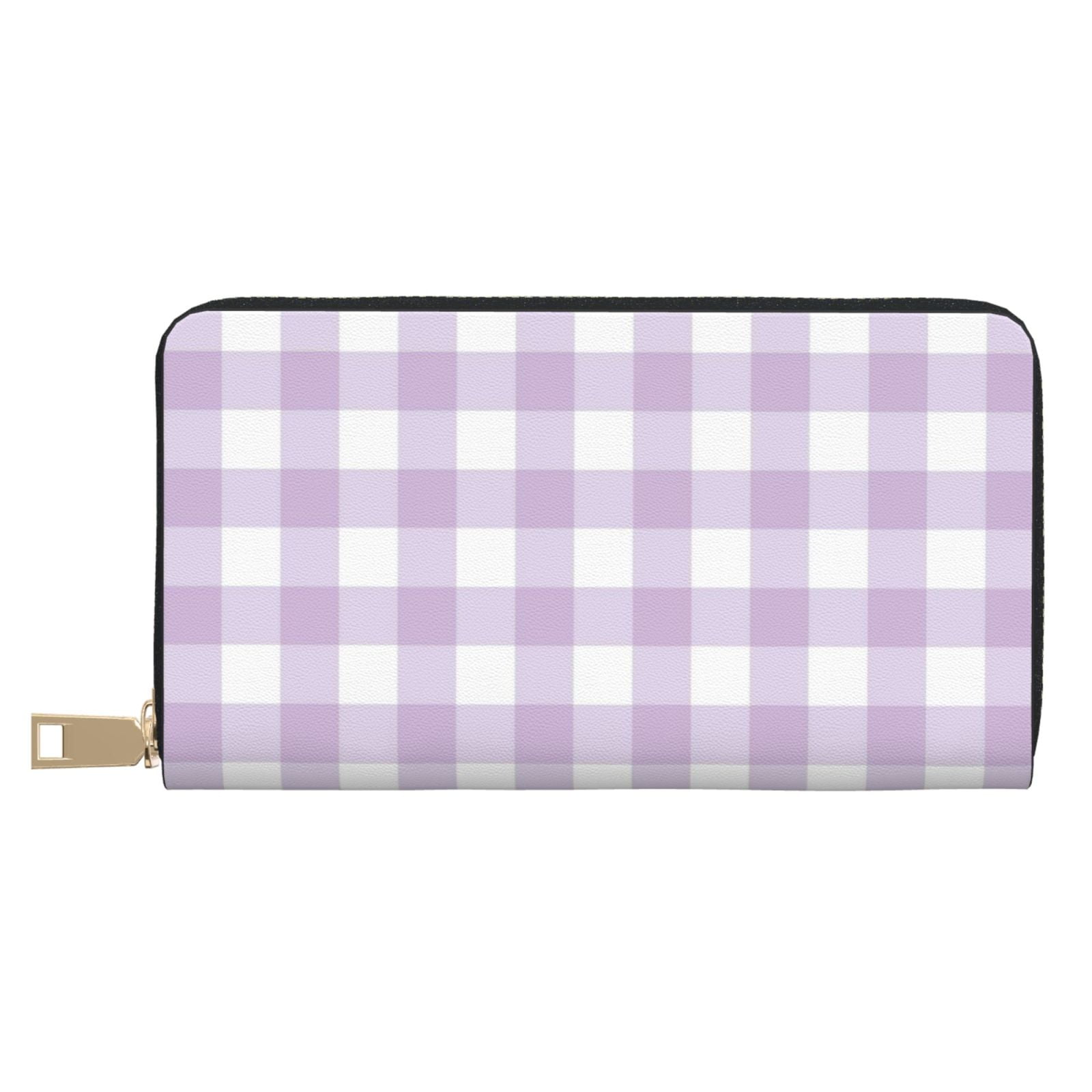 Wallets for Men With Money Clip, Purple Checkboard Mens Wallet With ...