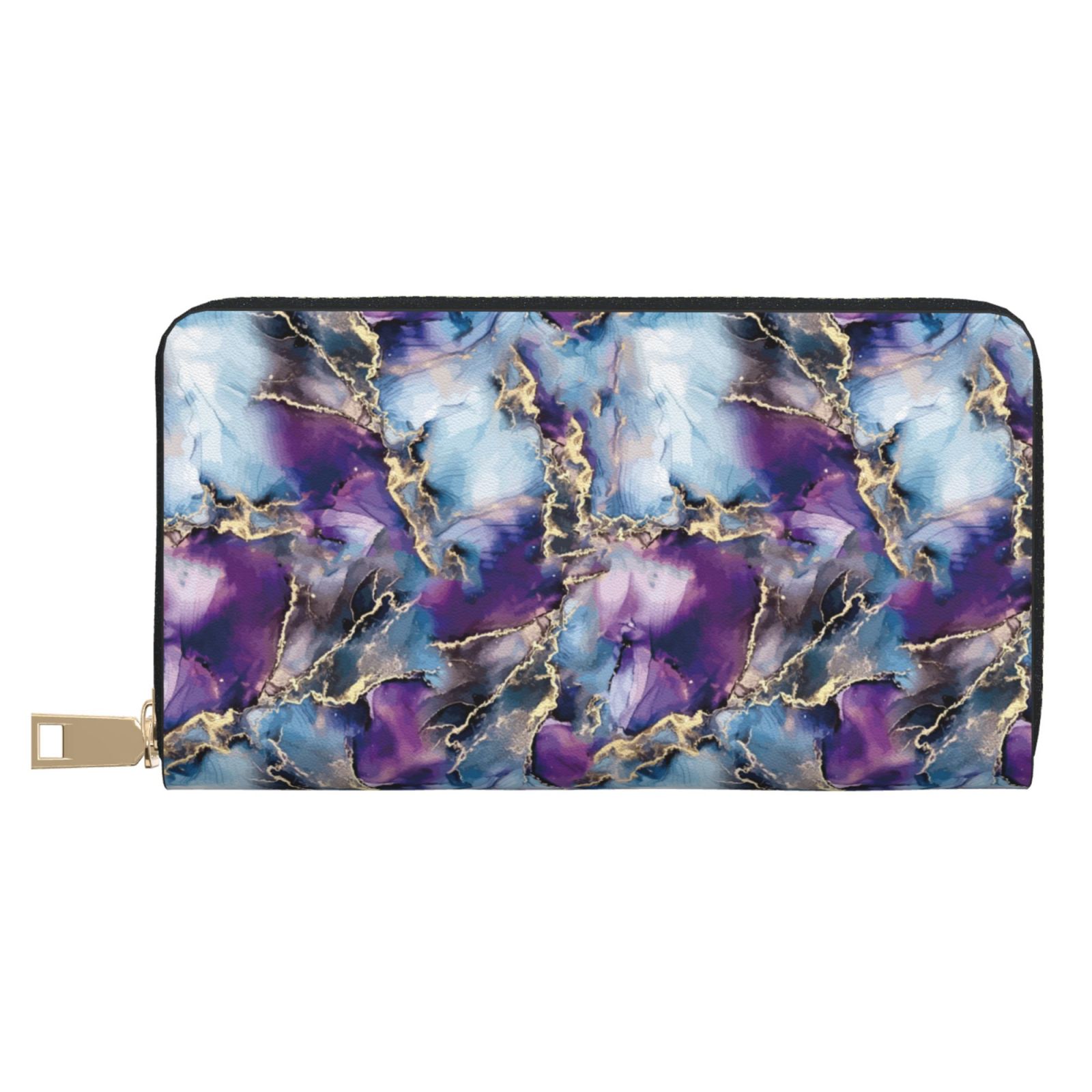 Wallets for Men With Money Clip, Purple marble texture Mens Wallet With ...