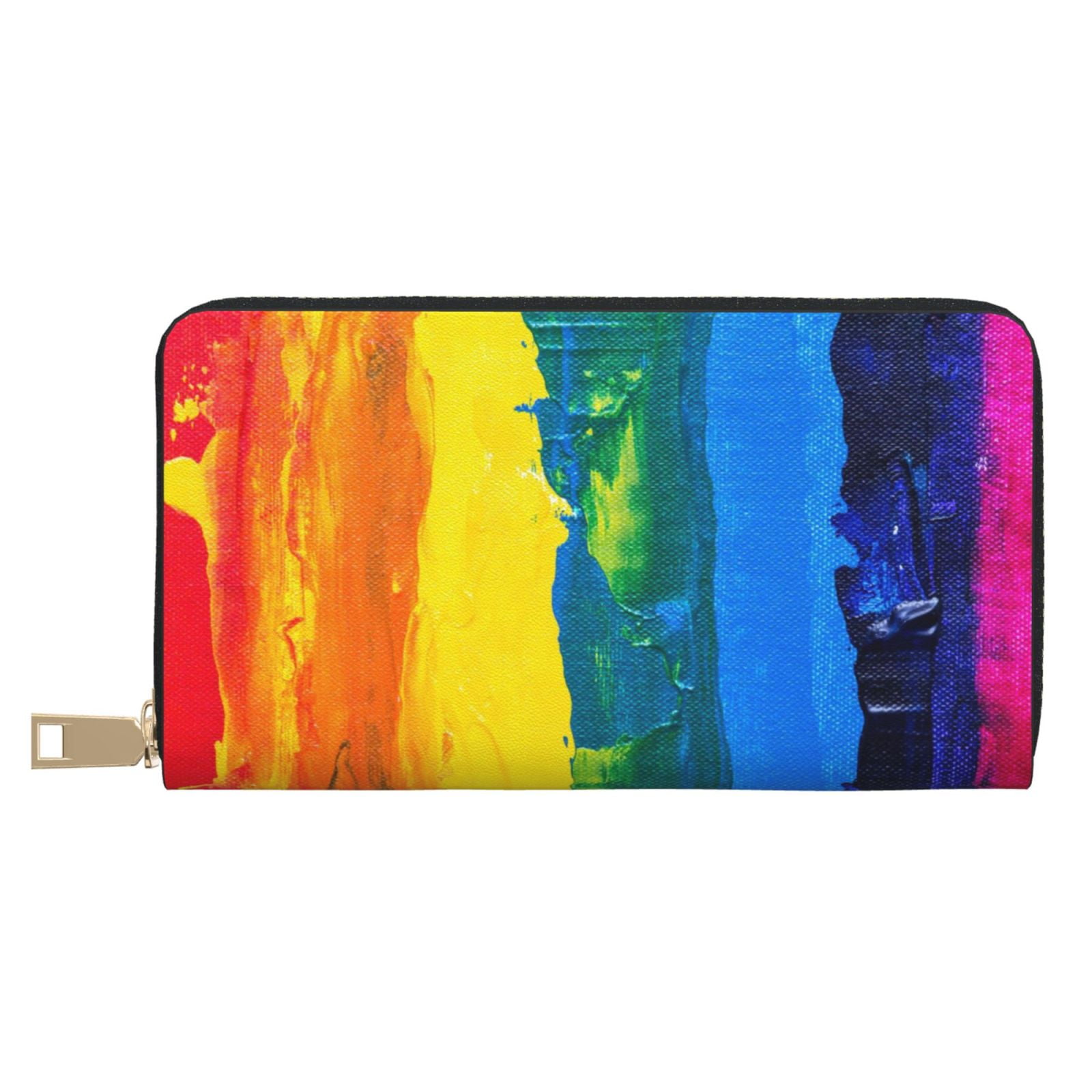 Wallets for Men With Money Clip, Rainbow Colored Mens Wallet With ...