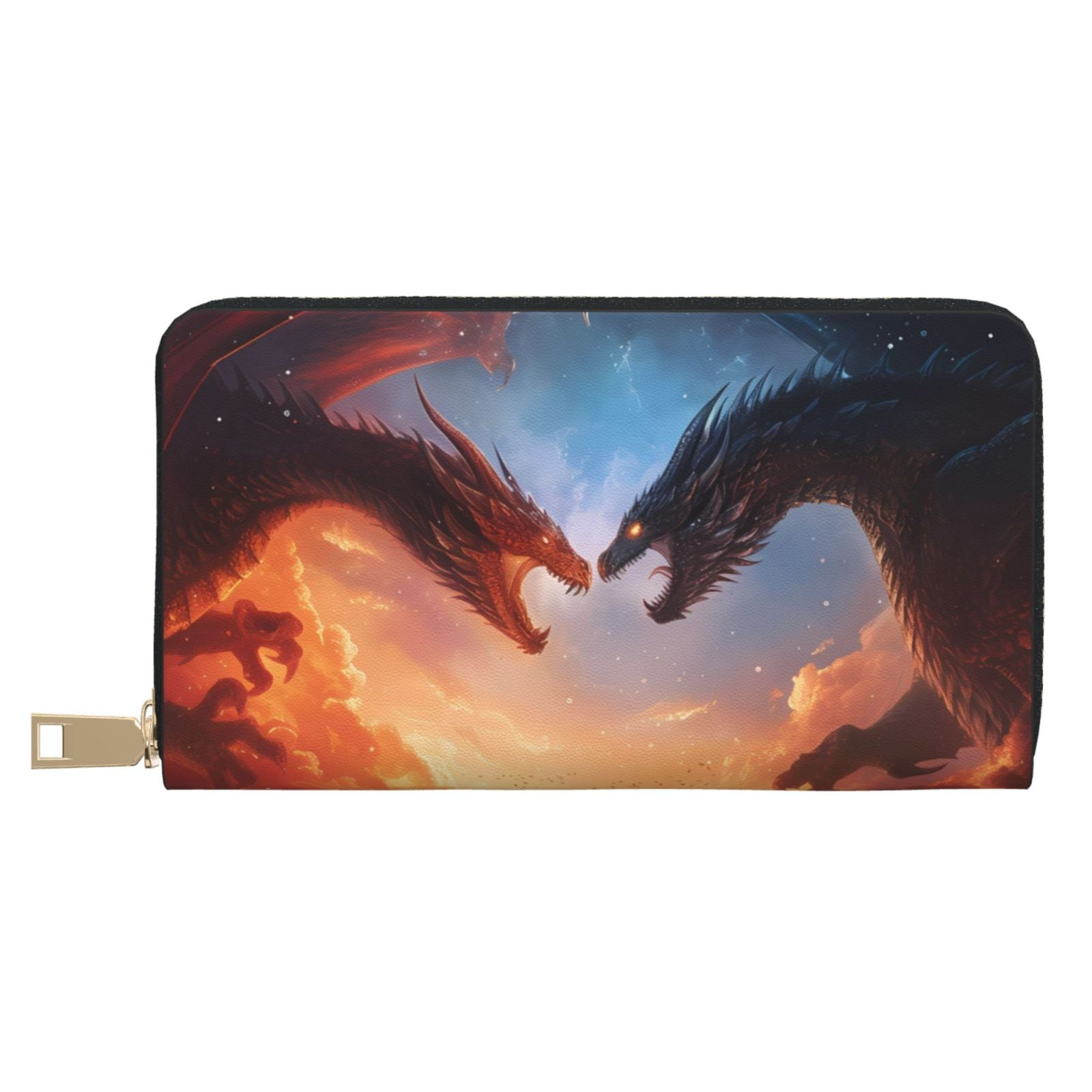 Wallets for Men With Money Clip, Red and Blue Fire Cloud Dragon Mens ...