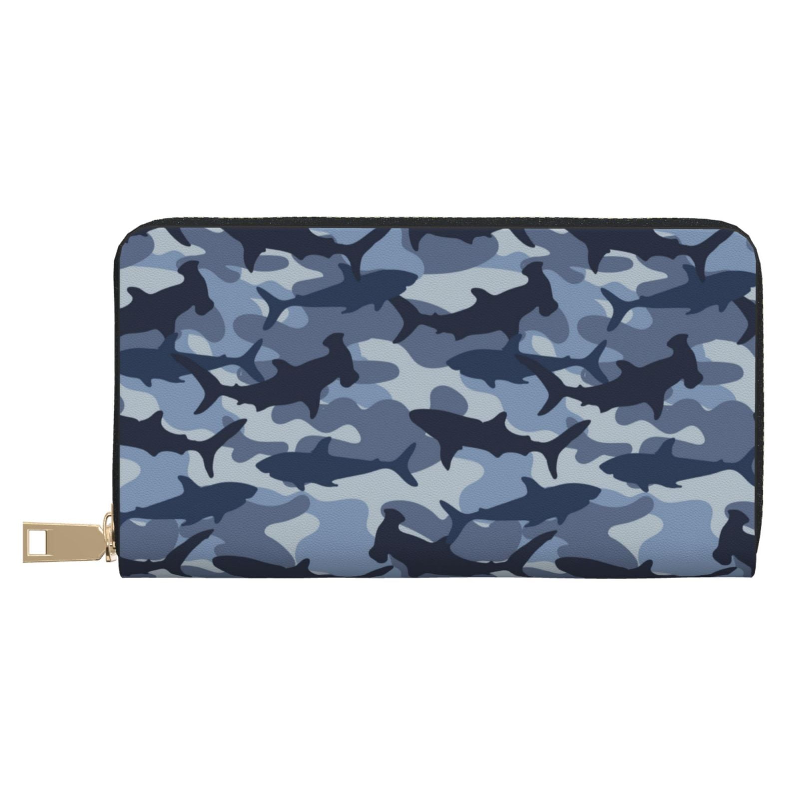 Wallets for Men With Money Clip, Shark Blue Camouflage Mens Wallet With ...