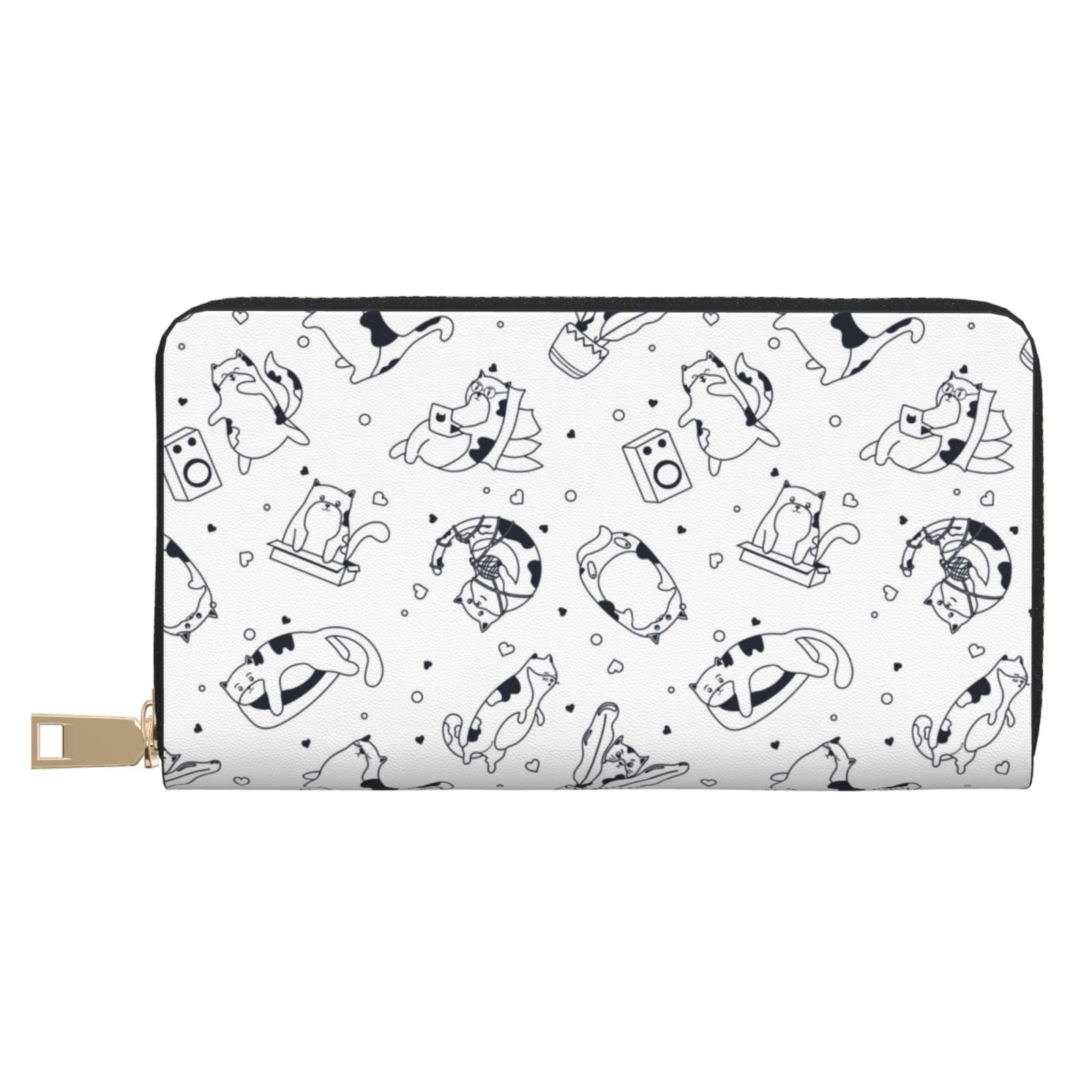 Wallets for Men With Money Clip, Sketch Line Cute Cat Mens Wallet With ...