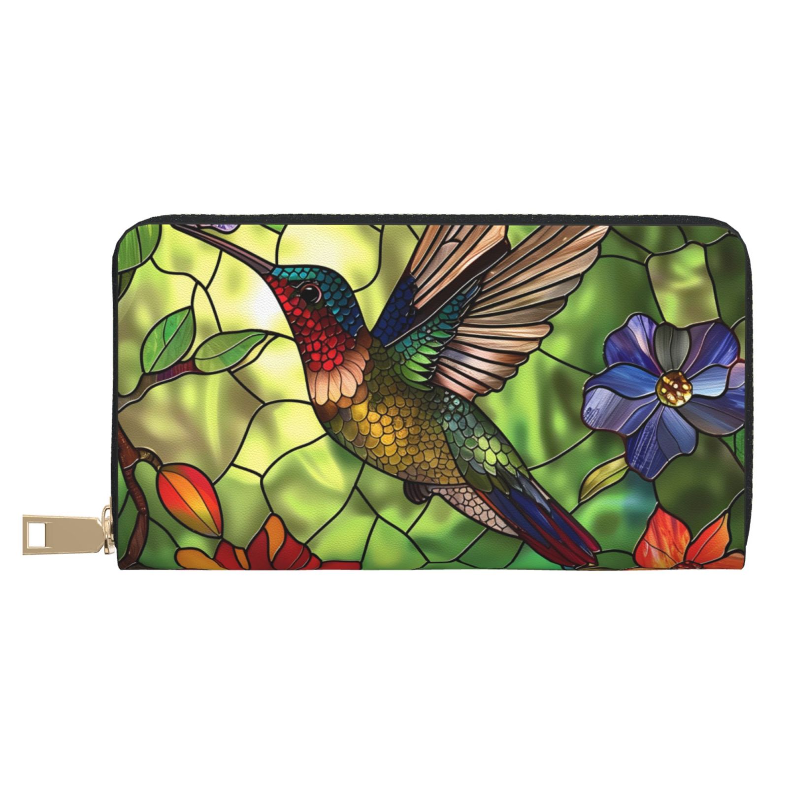 Wallets for Men With Money Clip, Stained Glass Hummingbird Art Mens ...