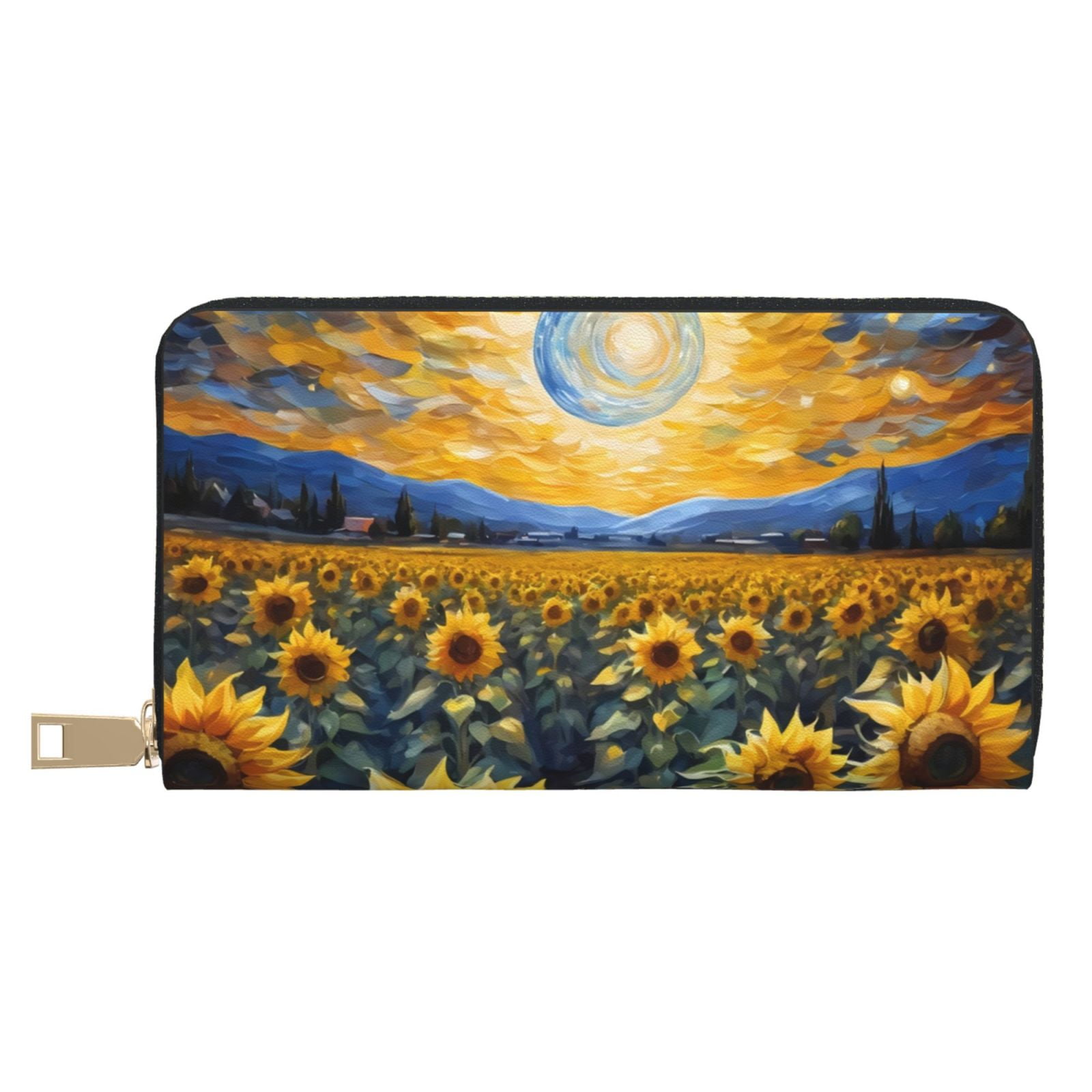 Wallets for Men With Money Clip, Starry Sky Moon Sunflower Mens Wallet ...