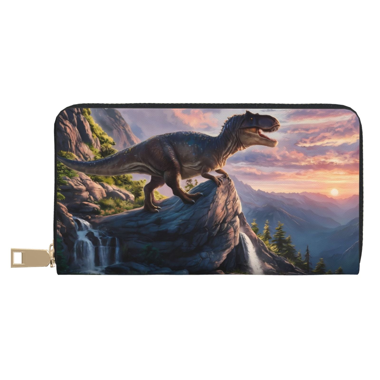 Wallets for Men With Money Clip, Sunset Cliff Dinosaur Mens Wallet With ...
