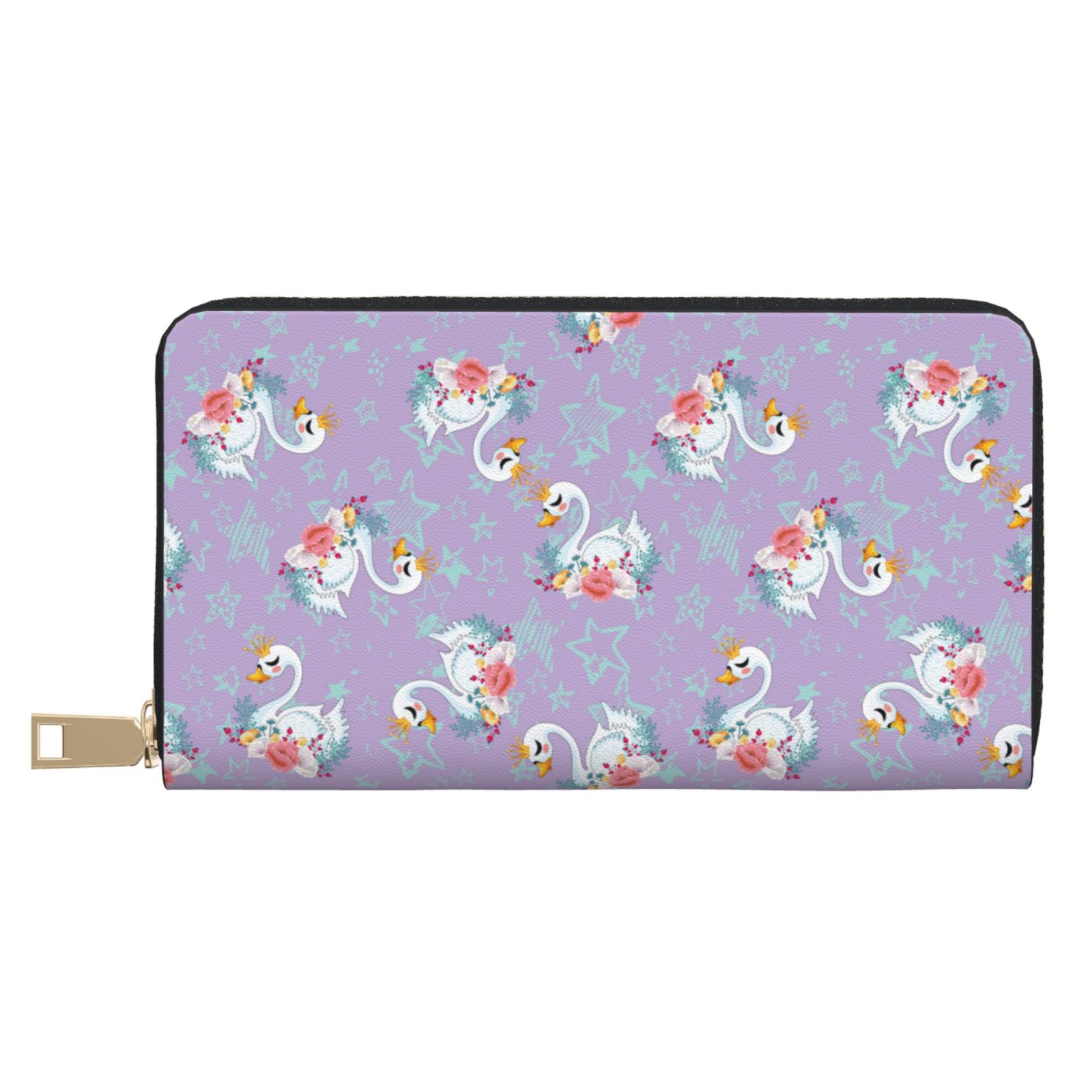 Wallets for Men With Money Clip, Swan With Stars Mens Wallet With ...
